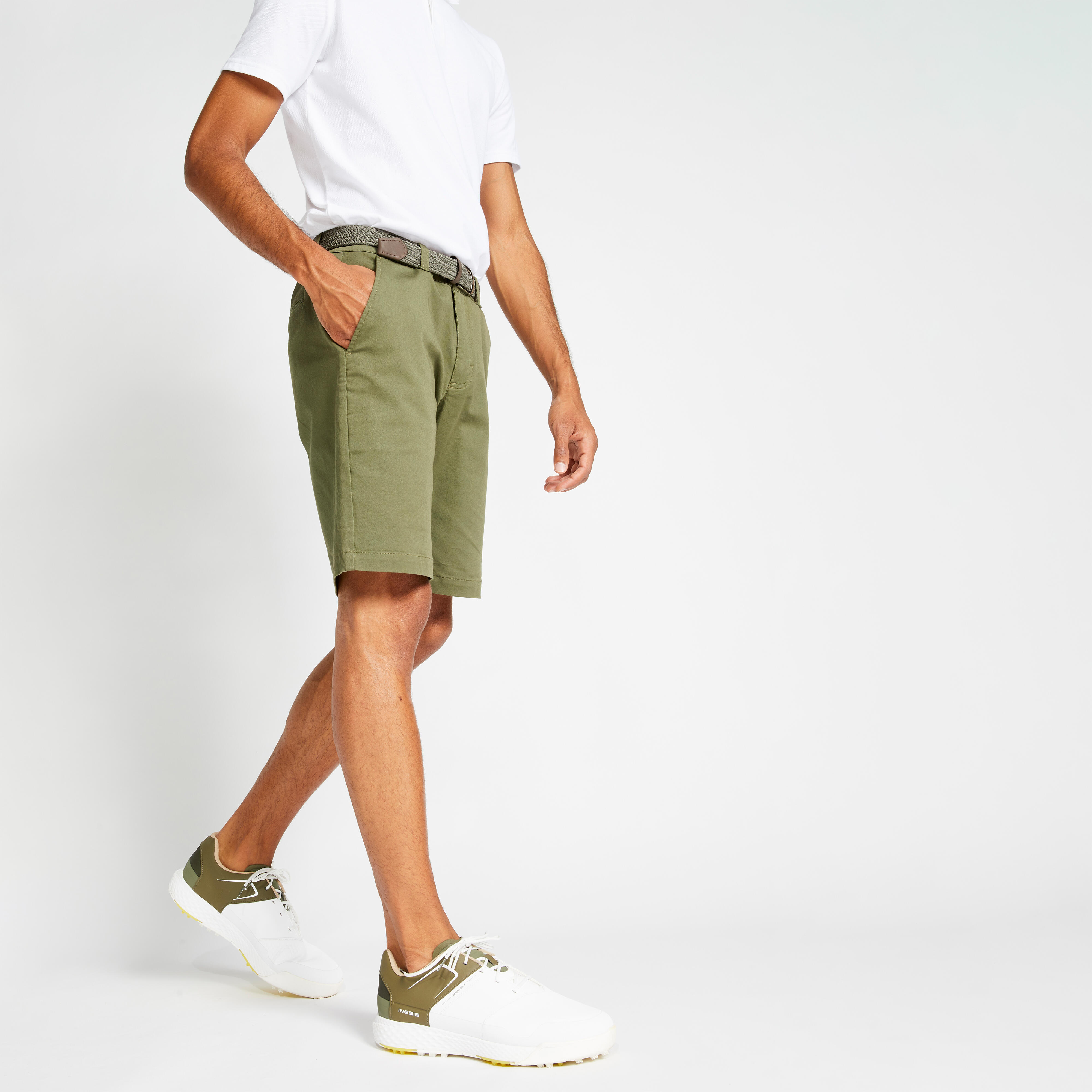 Men's Golf Shorts - MW 500 Khaki - Dark ivy green‎ - Inesis - Decathlon