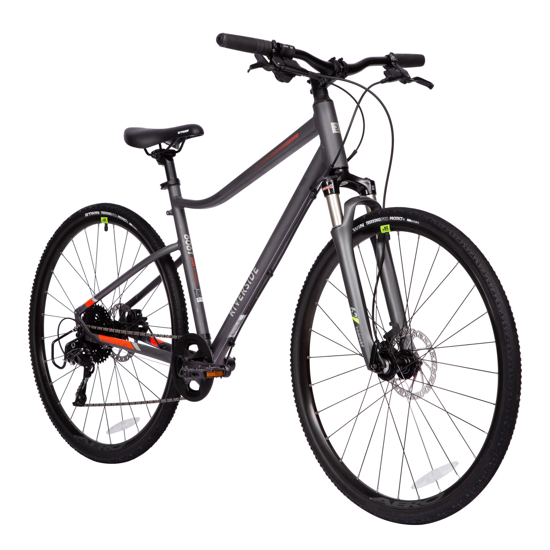 Hybrid Bike Riverside 900 Grey Orange 10 speed Hydraulic Disc Brake