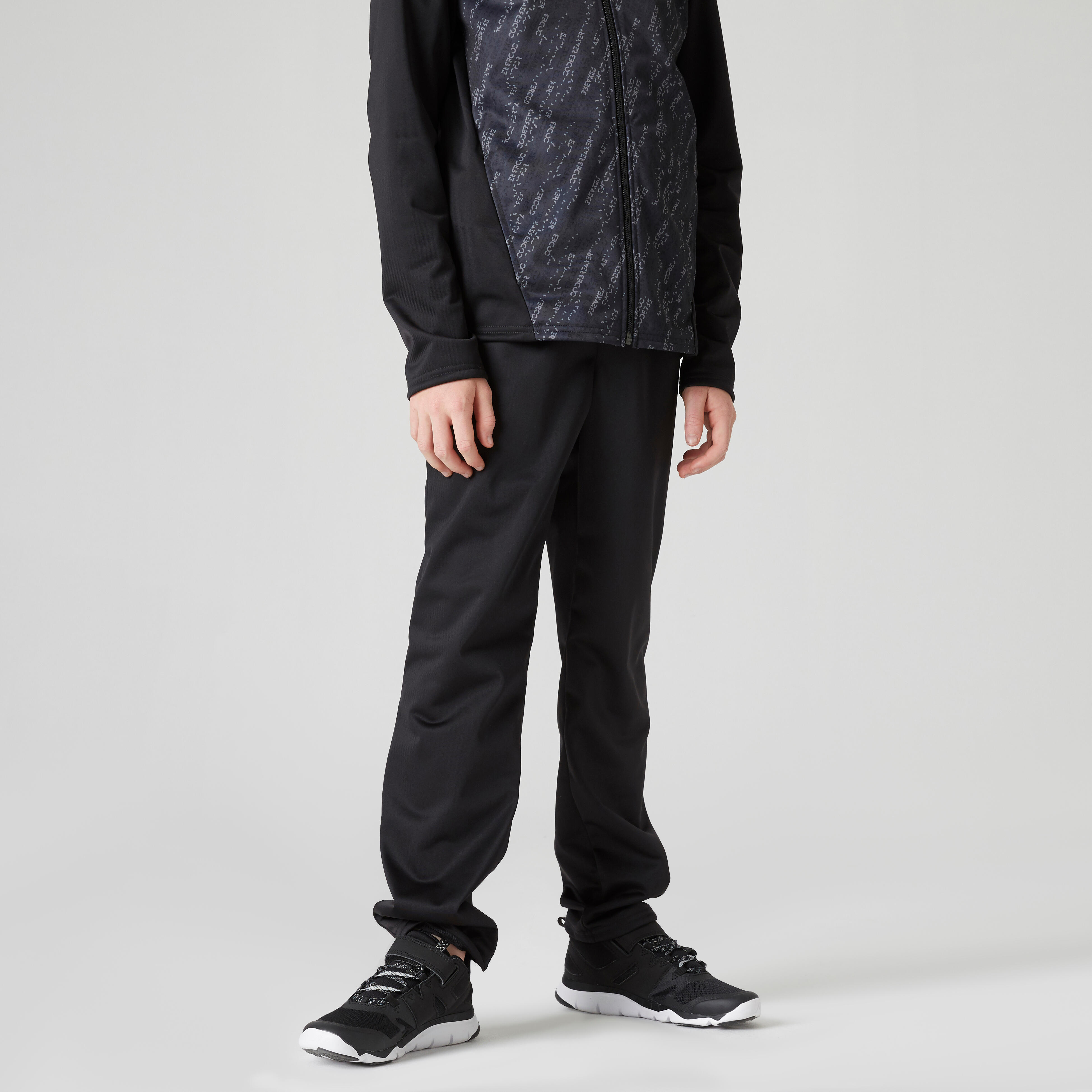 Kids' Breathable Synthetic Tracksuit Gym'y - Black & Print - Decathlon