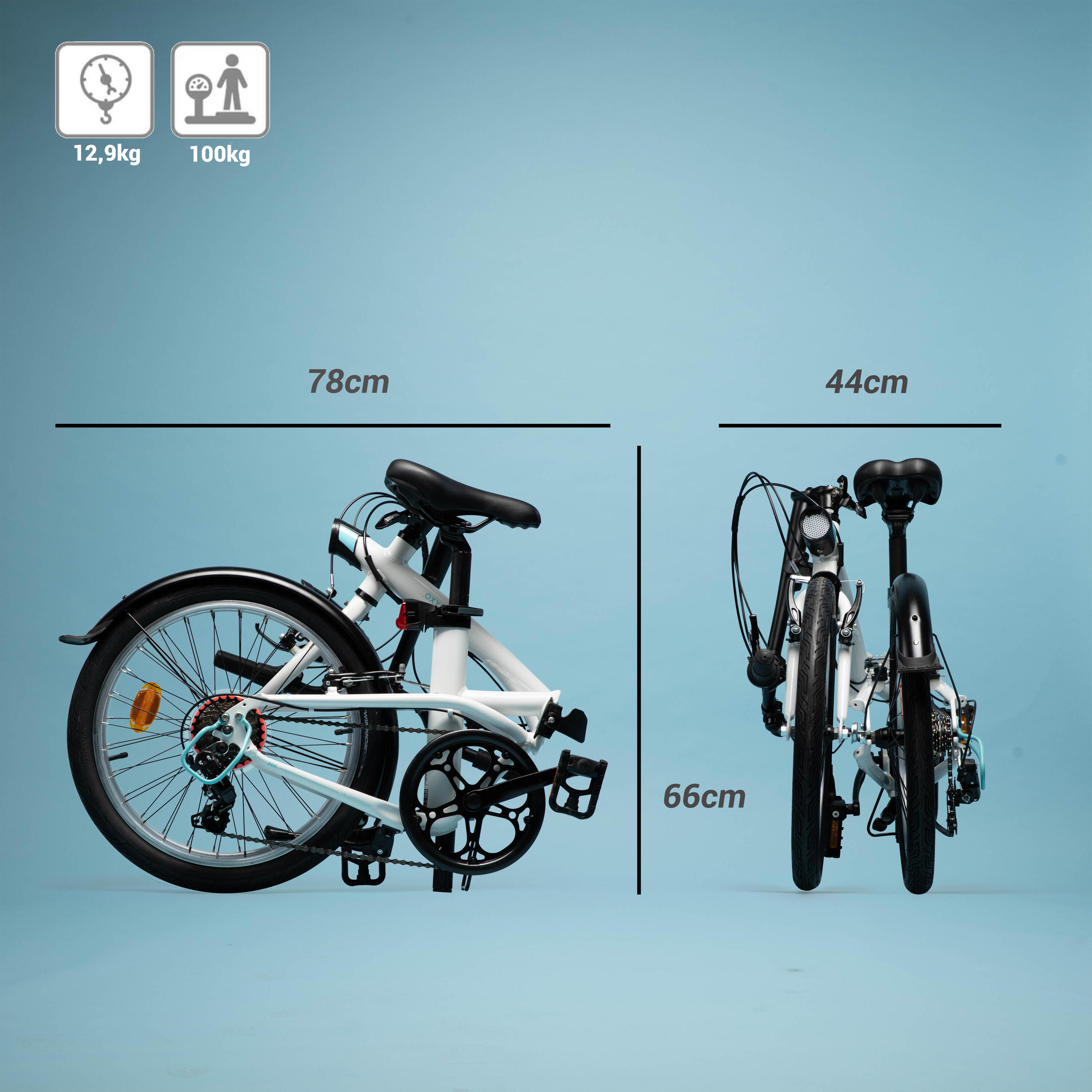 20 Inch FOLDING BIKE btwin 500 - WHITE BTWIN | Decathlon