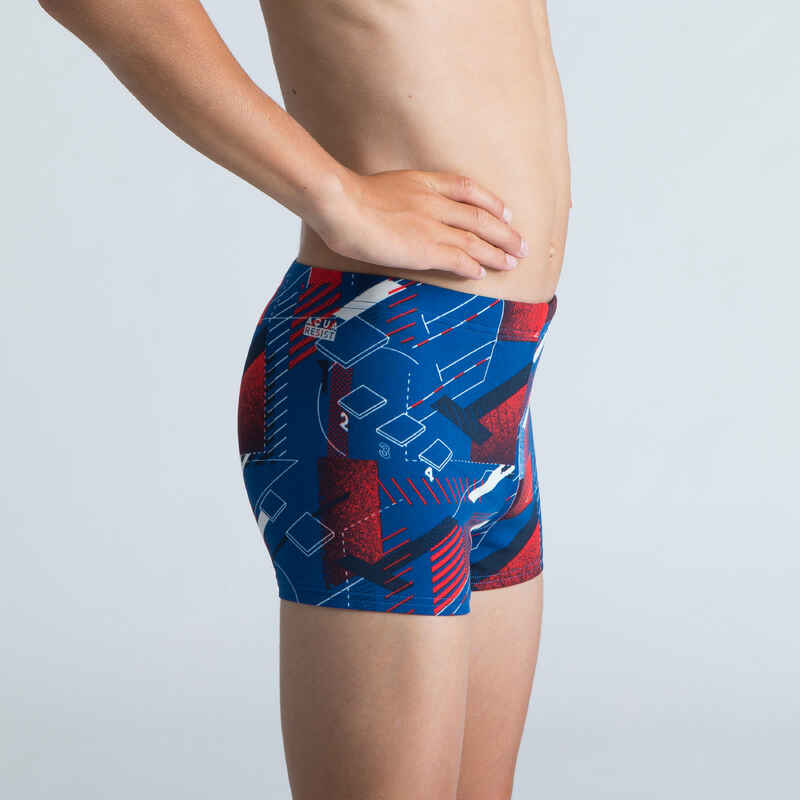 Boys’ Swimming Trunks Fitib Blue / Neon red / White - Decathlon
