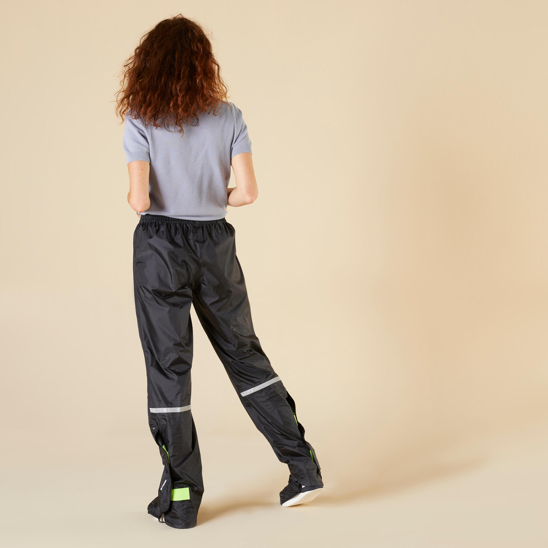 City Cycling Overtrousers Btwin 100 Rain Waterproof - Black