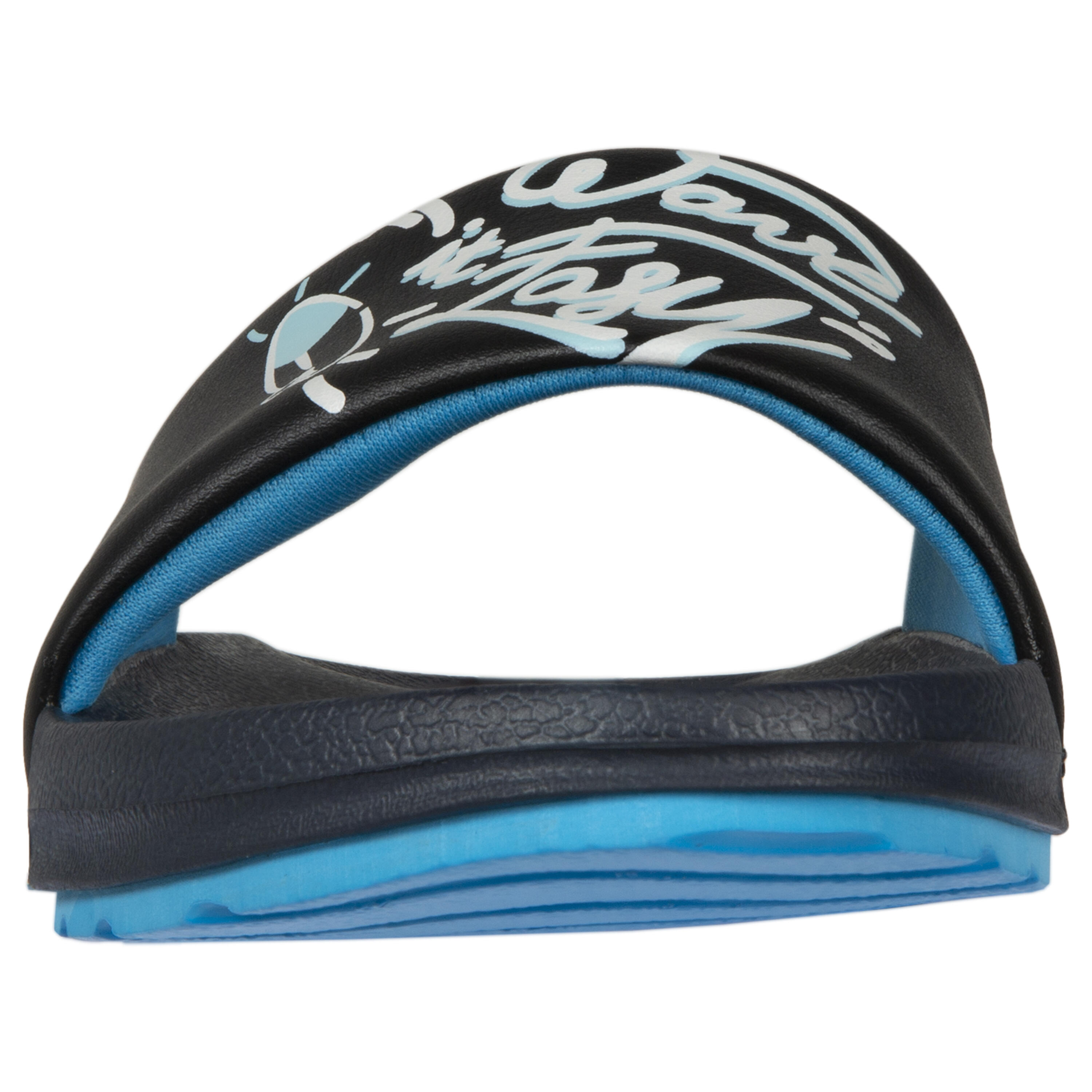 Kids' Slide Sandals - 550 Easy - Abyss grey, Glacier blue - Olaian ...