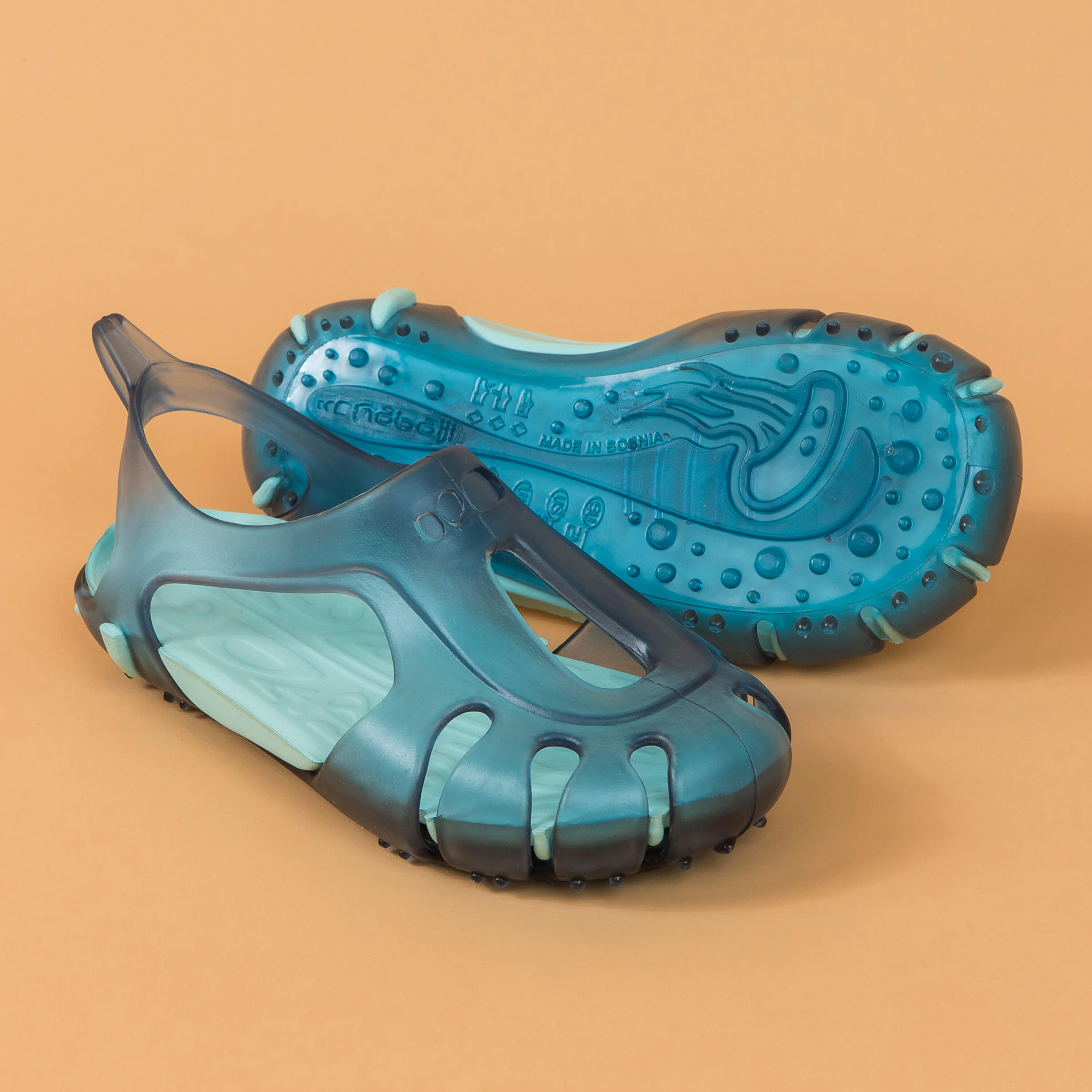 Baby Pool Shoes - Grey/Mint Green - Decathlon