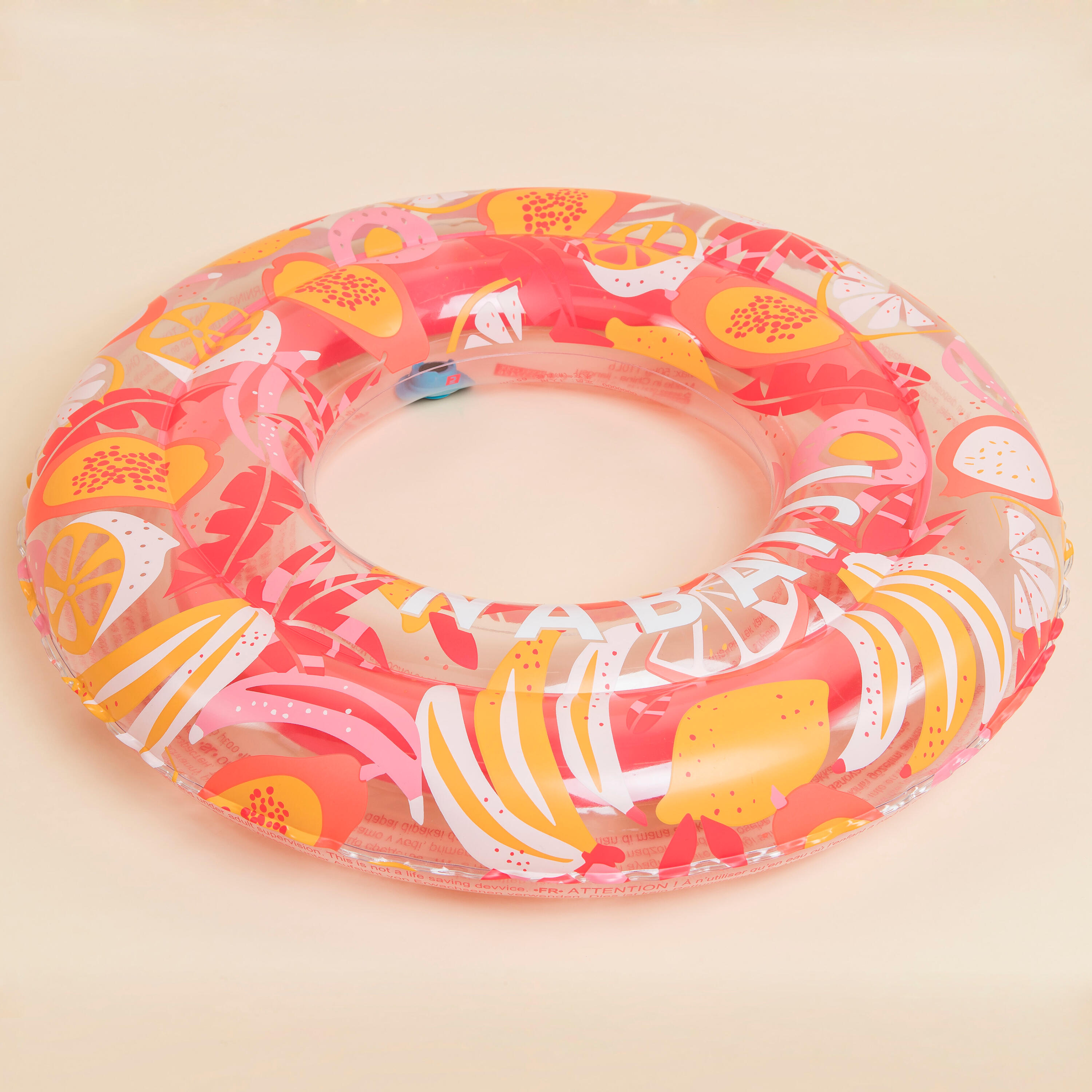 Kids' Inflatable pool ring 65 cm 6- 9 Years Transparent - Pink