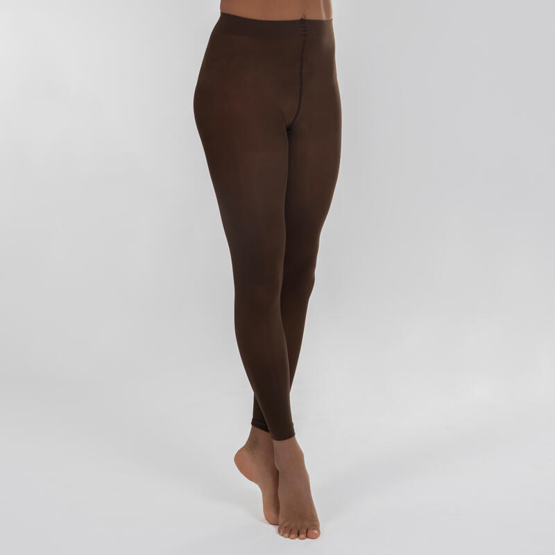 Girls Footless Ballet Tights Dark Brown Starever Decathlon