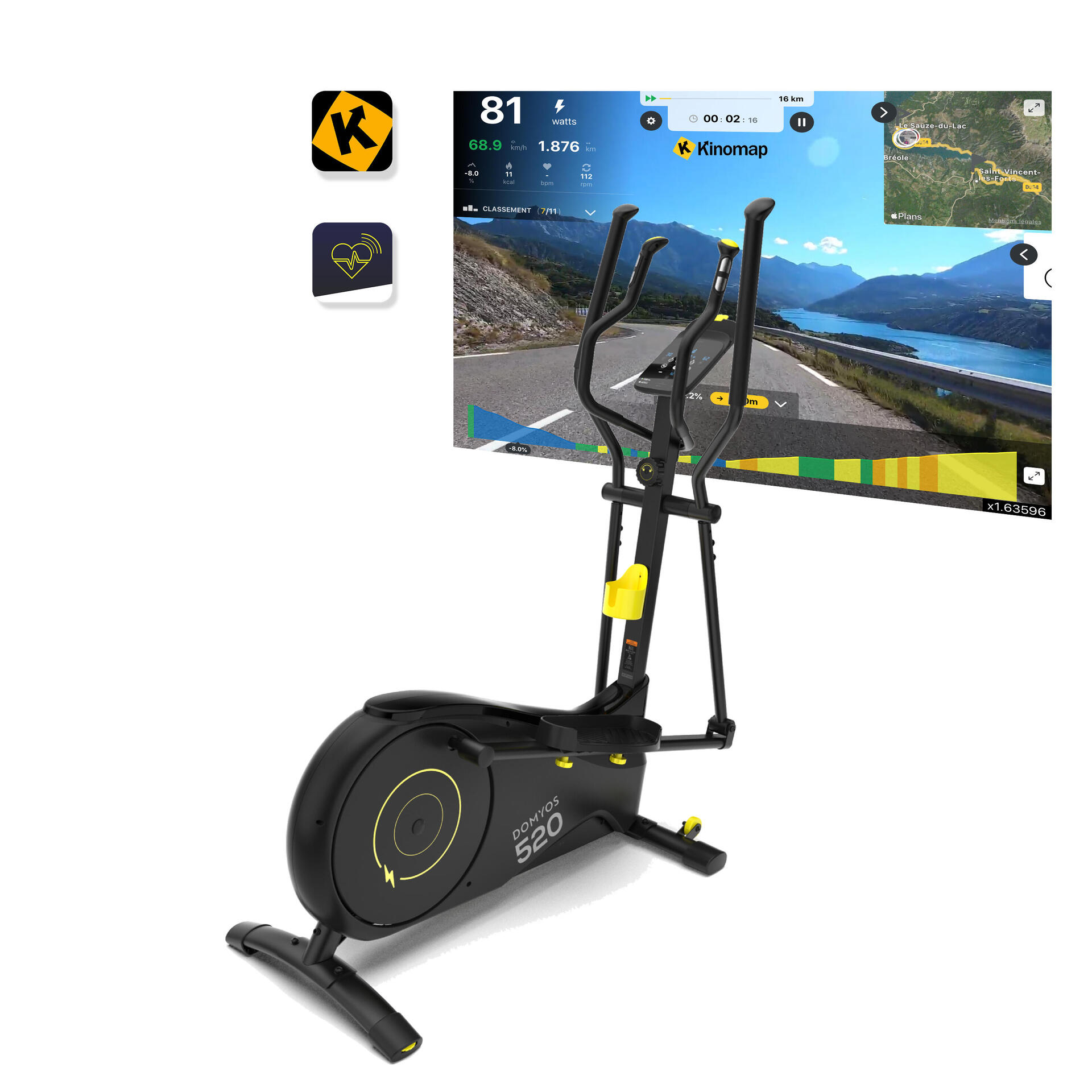 Self-Powered and Connected, E-Connected and Kinomap Cross Trainer EL520B