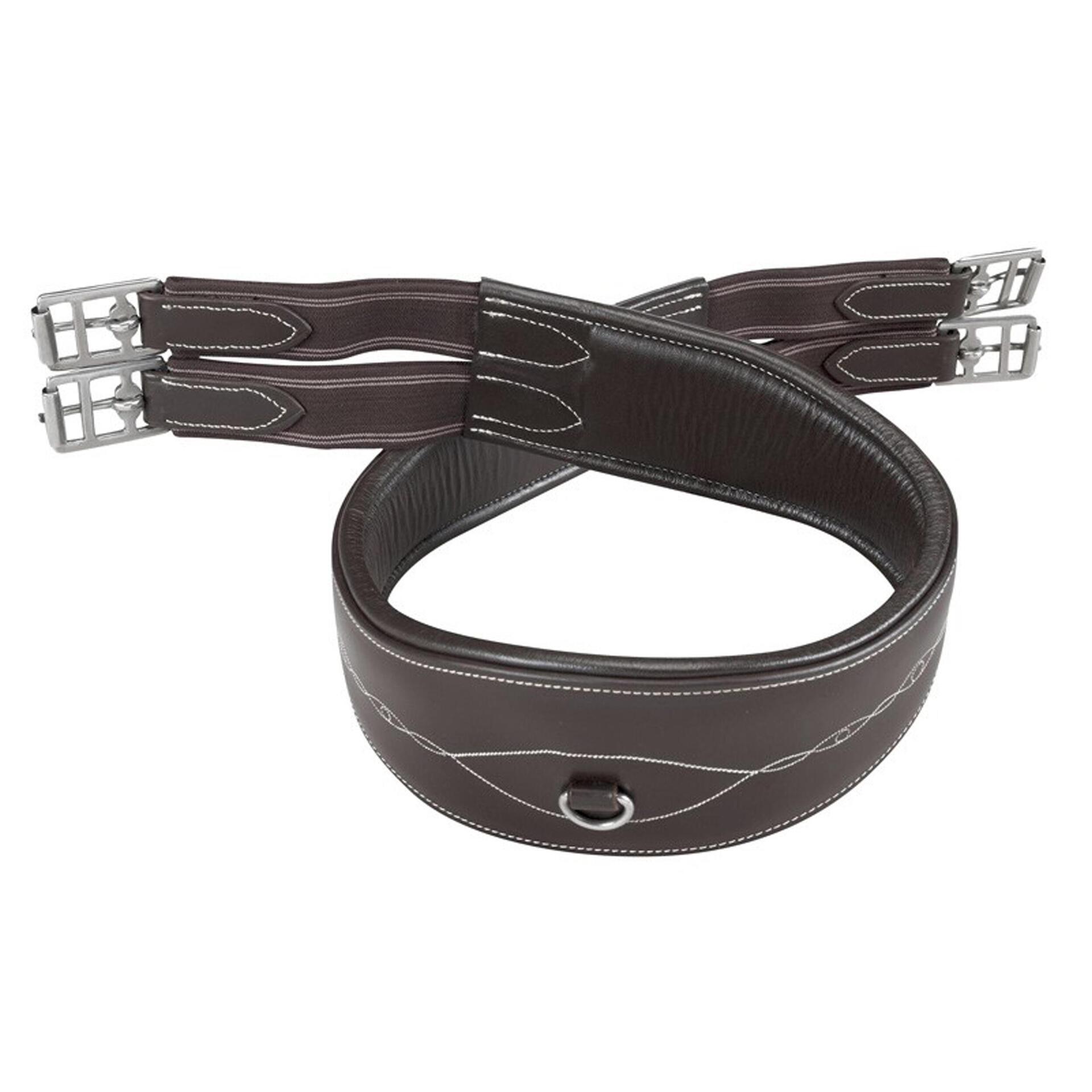 Horse and Pony Riding Leather Girth Romeo - Brown FOUGANZA | Decathlon