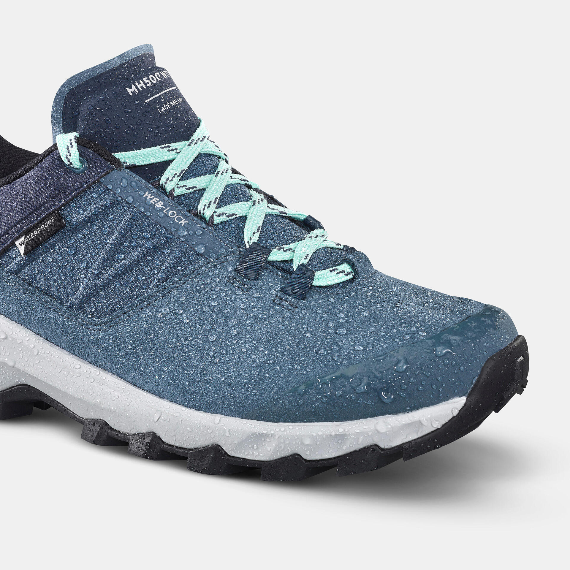Women Mountain Hiking Waterproof Shoes MH500 - Navy