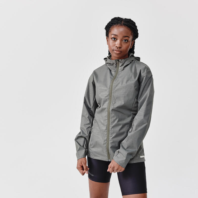 Women's water repellent hooded running jacket Rain - brown KALENJI ...
