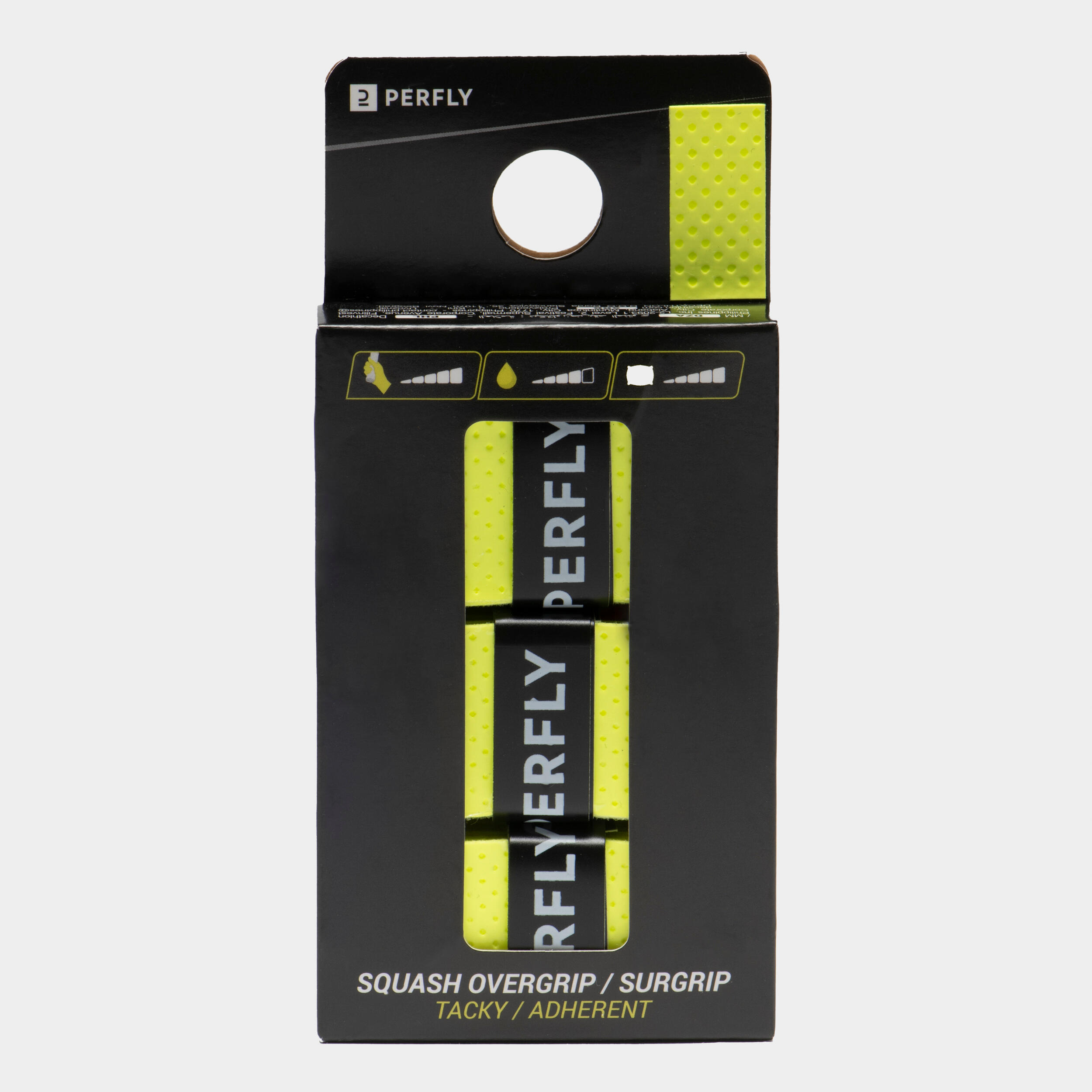 Tacky Squash Overgrip Tri-Pack - Neon Yellow - Decathlon