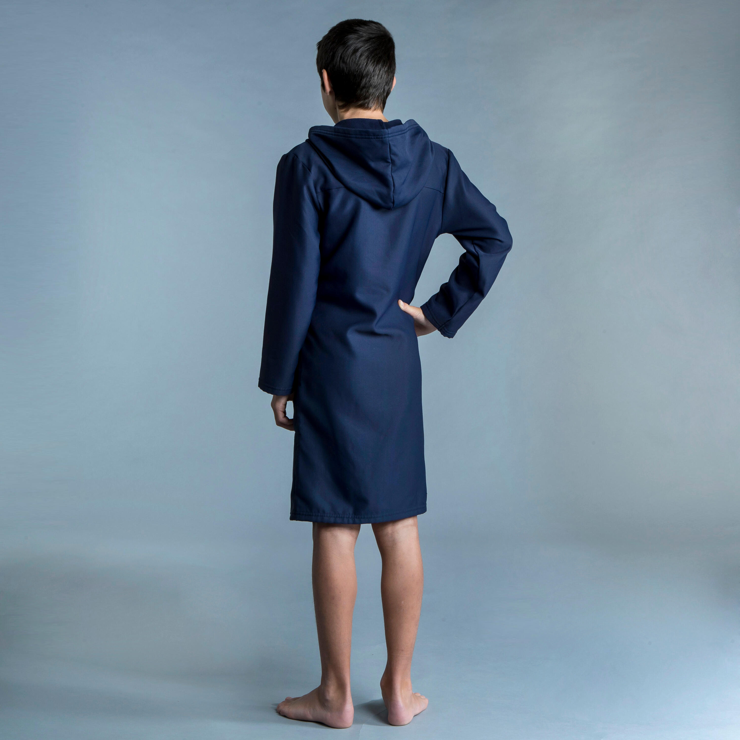 KID'S COMPACT POOL BATHROBE DARK BLUE - Decathlon