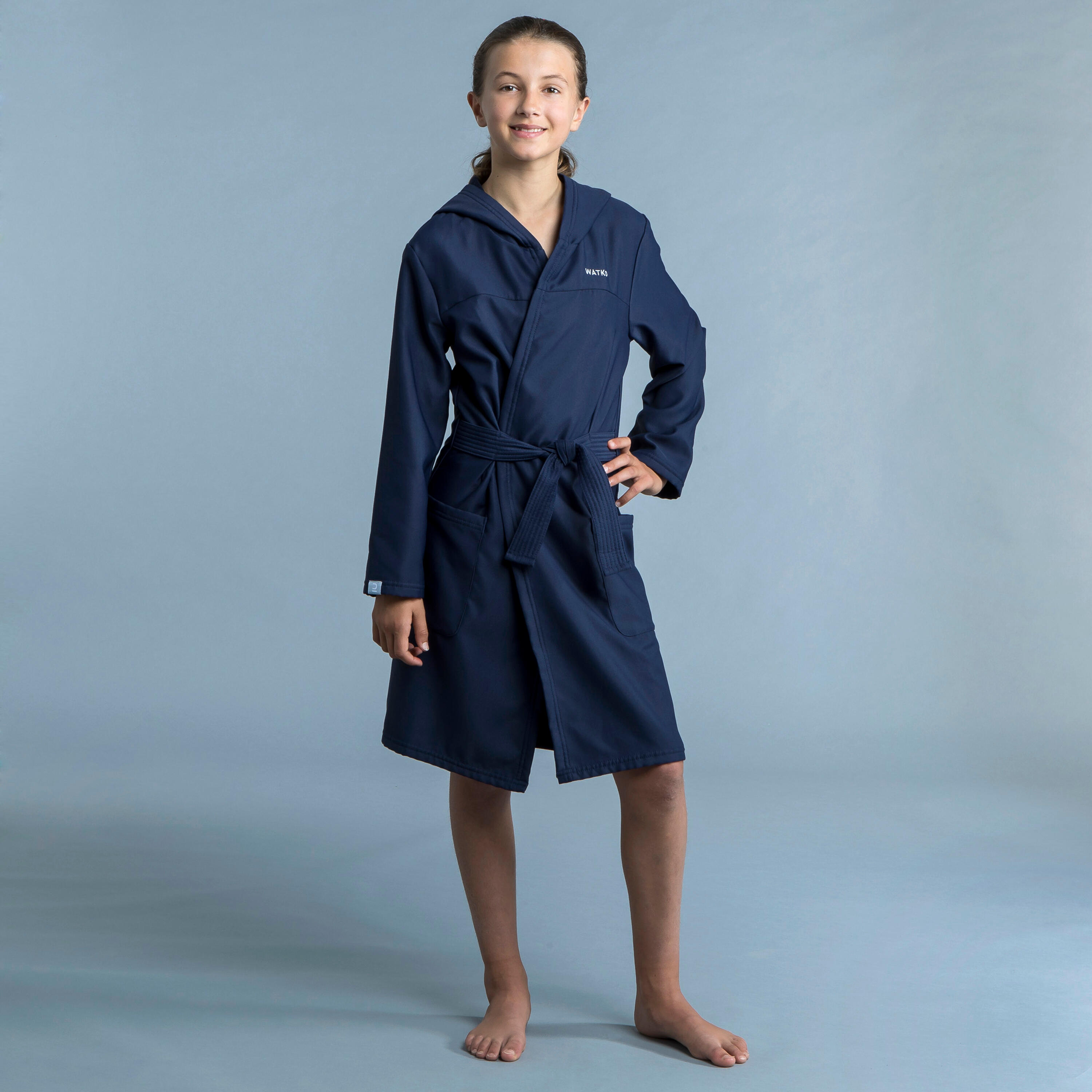KID'S COMPACT POOL BATHROBE DARK BLUE - Decathlon