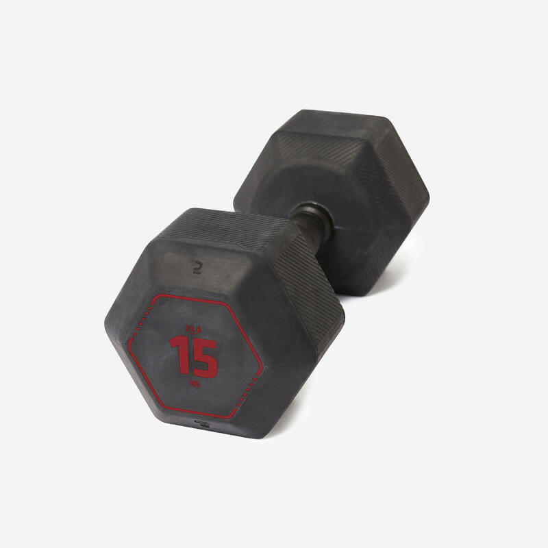 Гантель гексагональная обрезиненная 15 кг - Decathlon