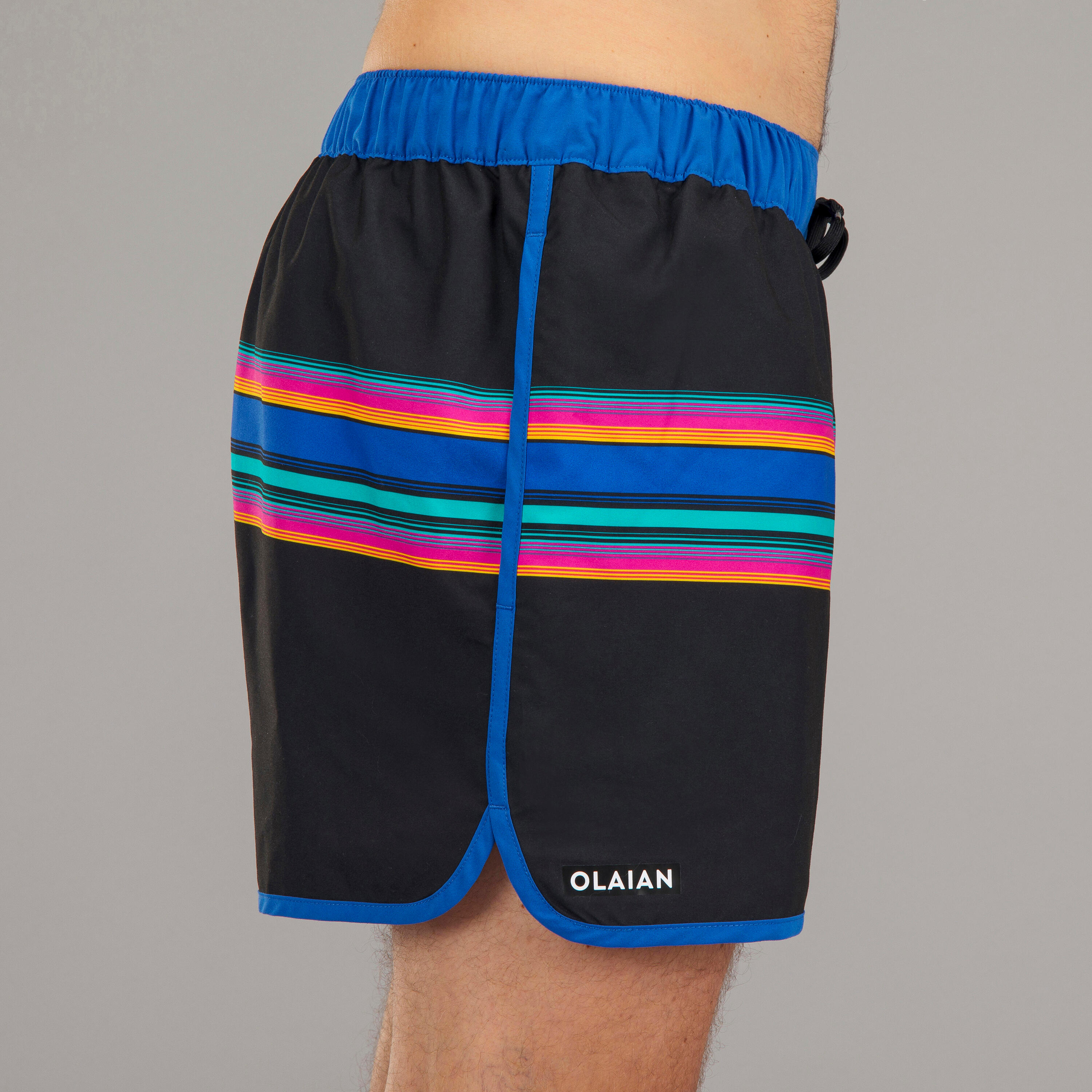 Surfing Short Boardshorts 100 - SUNSTRIPE BLACK OLAIAN | Decathlon