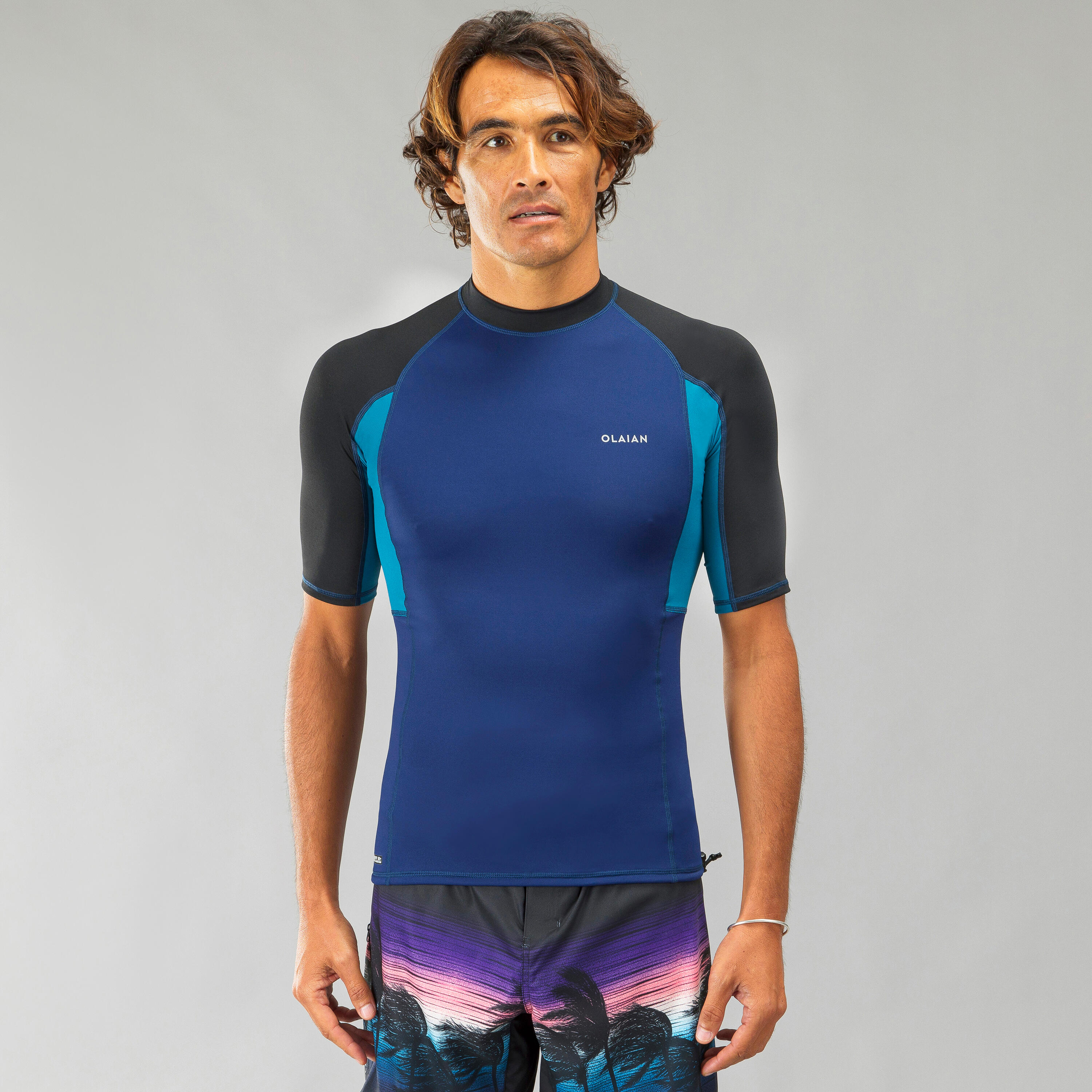 500 Men's Short Sleeve UV Protection Surfing Top T-Shirt - Blue