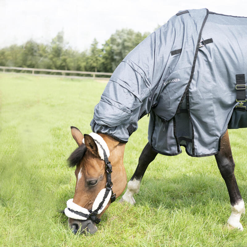 Horse Riding Fly Sheet for Horse & Pony Comfort - Asphalt Grey FOUGANZA ...