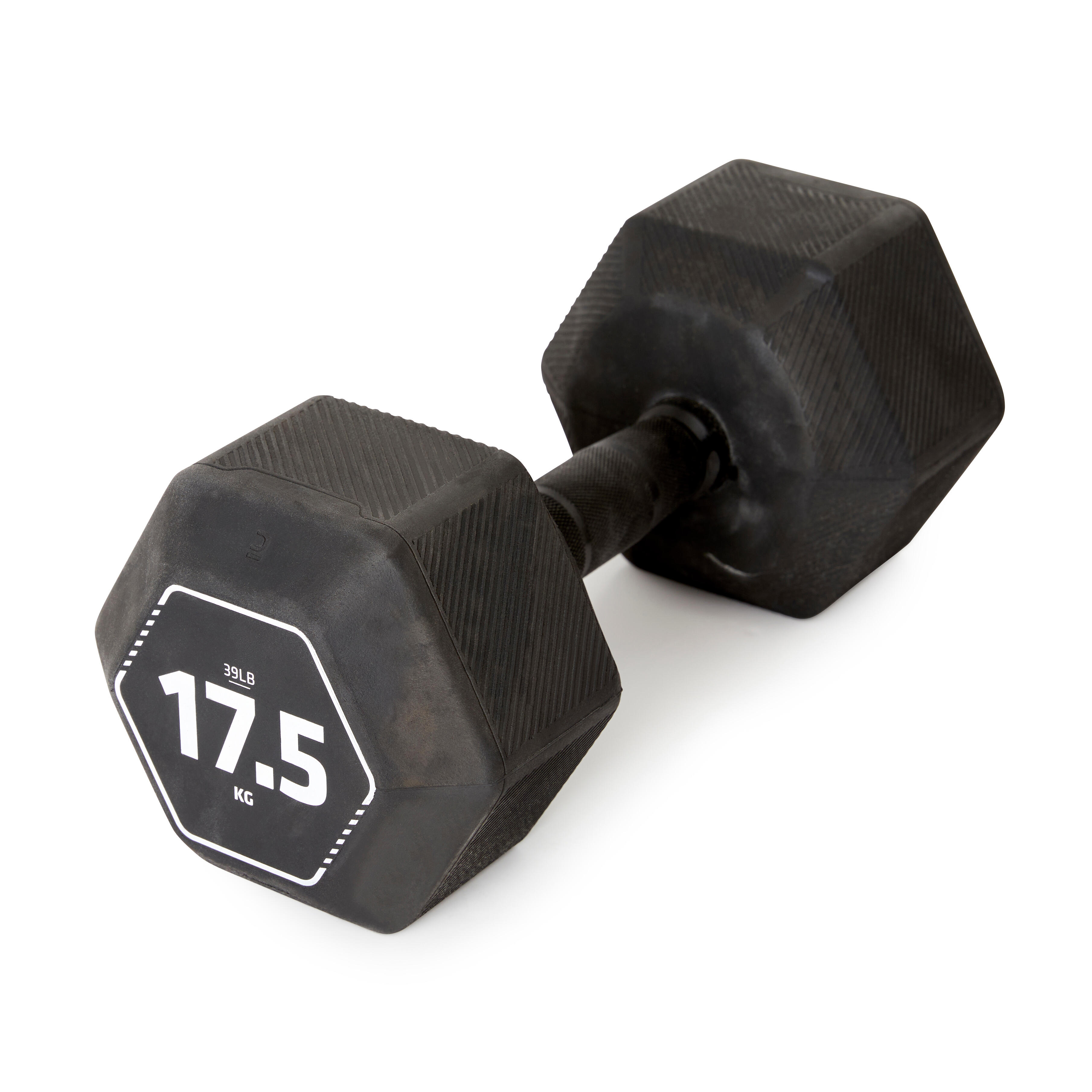 HALTERE HEXAGONAL MUSCULATION CROSSTRAINING HEX DUMBBELL 17,5KG NOIR CORENGTH | Decathlon