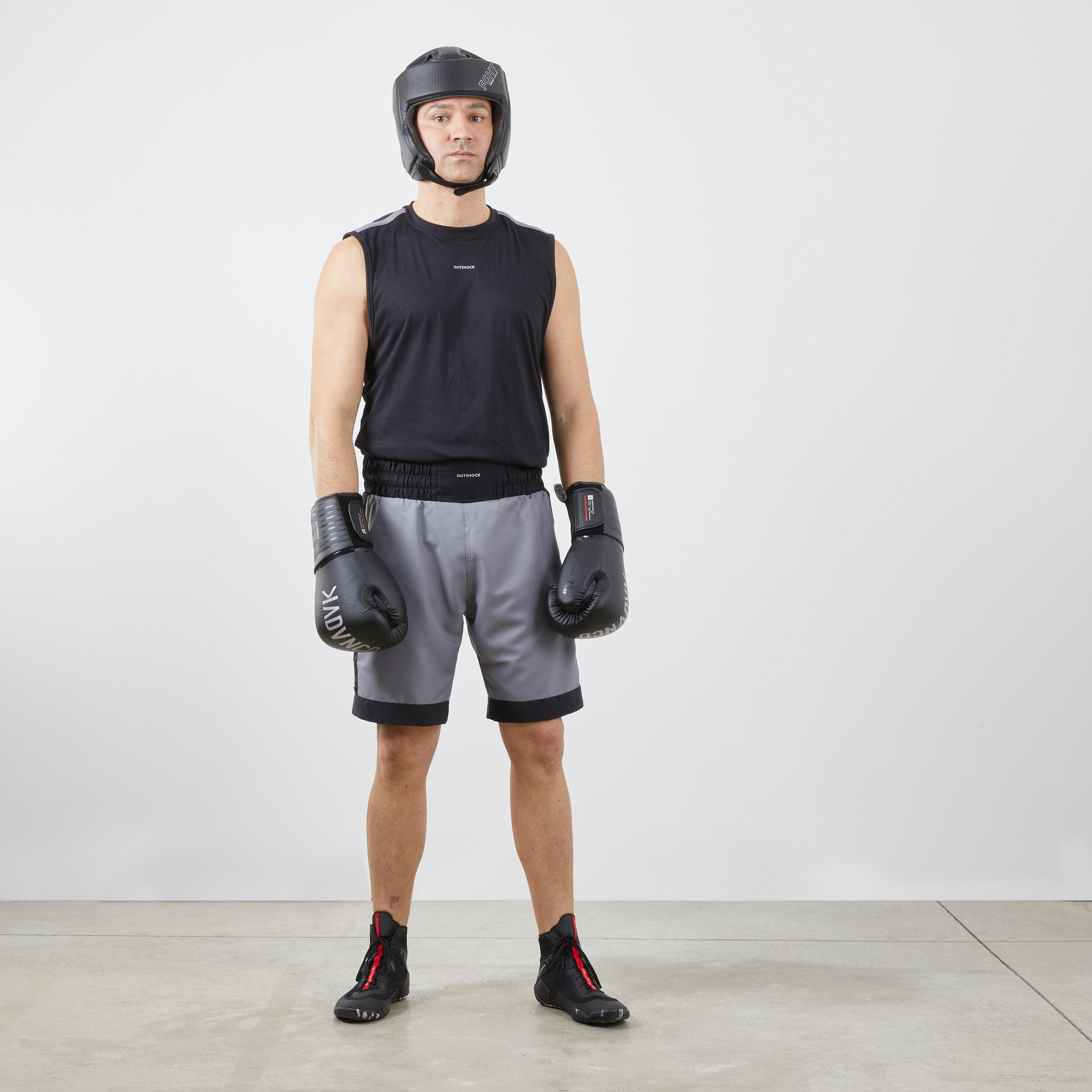 Boxing Open Face Headguard - 900 Black - black - Outshock - Decathlon