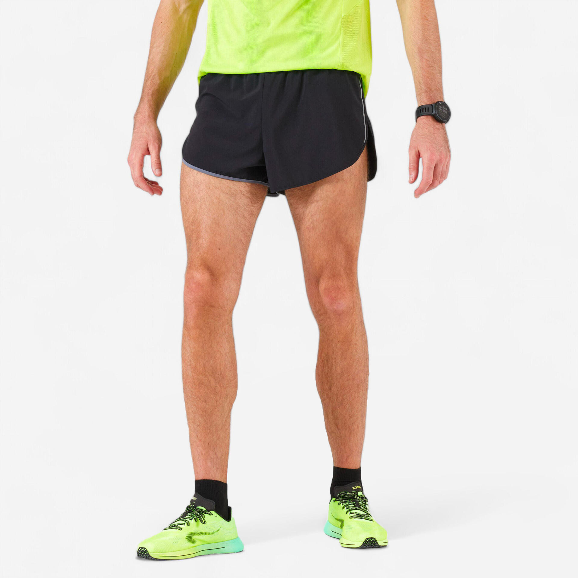 SPLIT MEN'S RUNNING SHORTS - BLACK/GREY