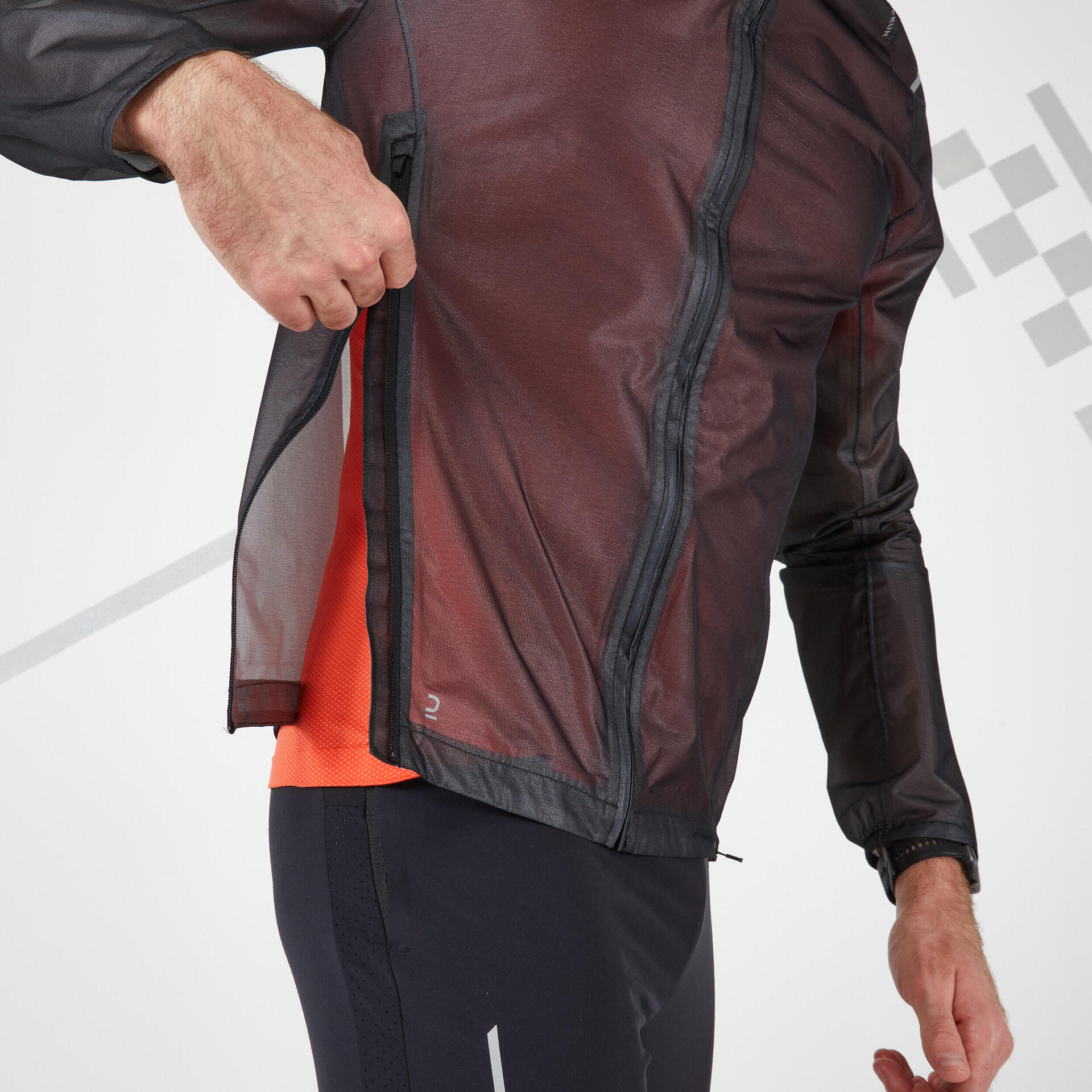 LIGHT SHOWERPROOF MEN'S RUNNING JACKET - BLACK