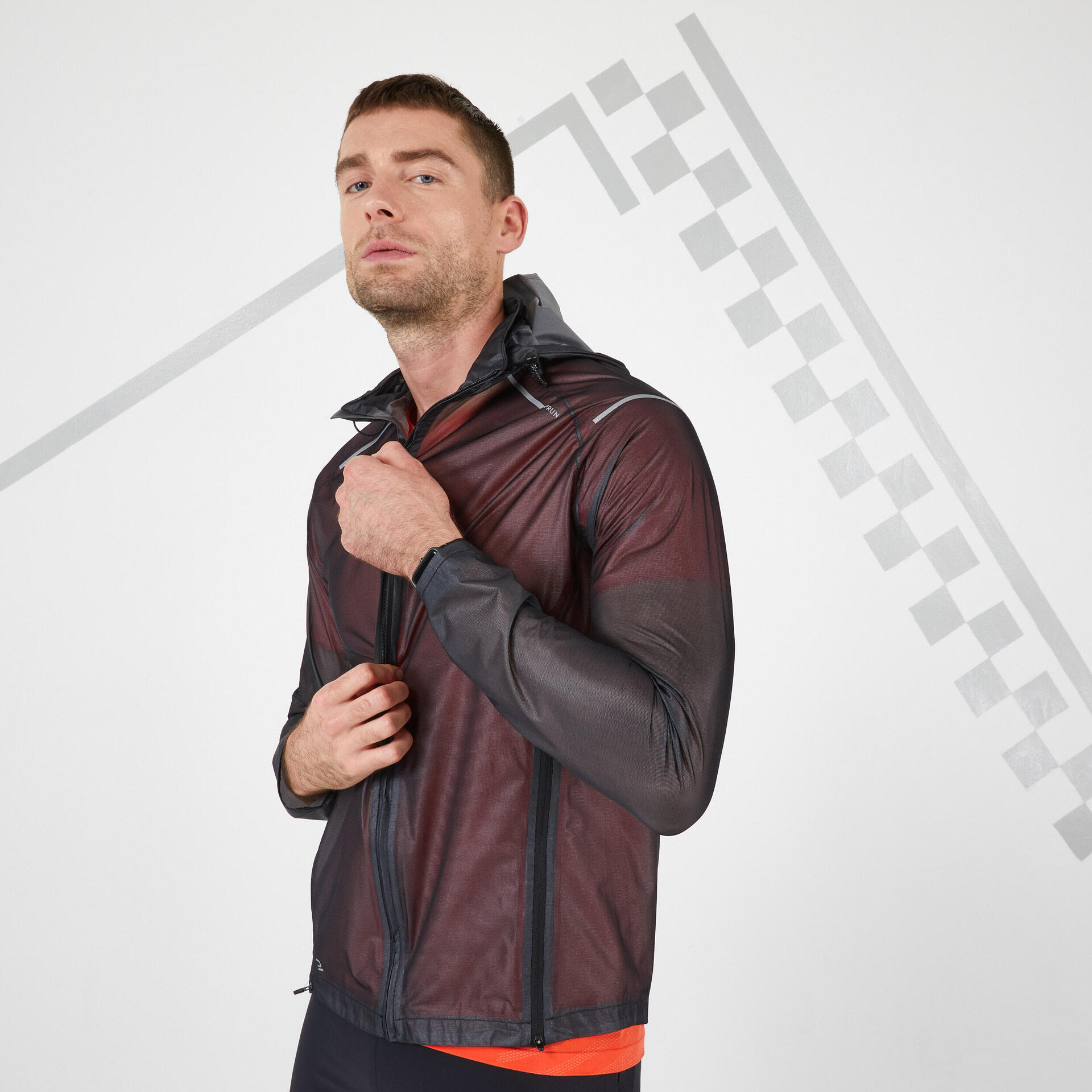 LIGHT SHOWERPROOF MEN'S RUNNING JACKET - BLACK