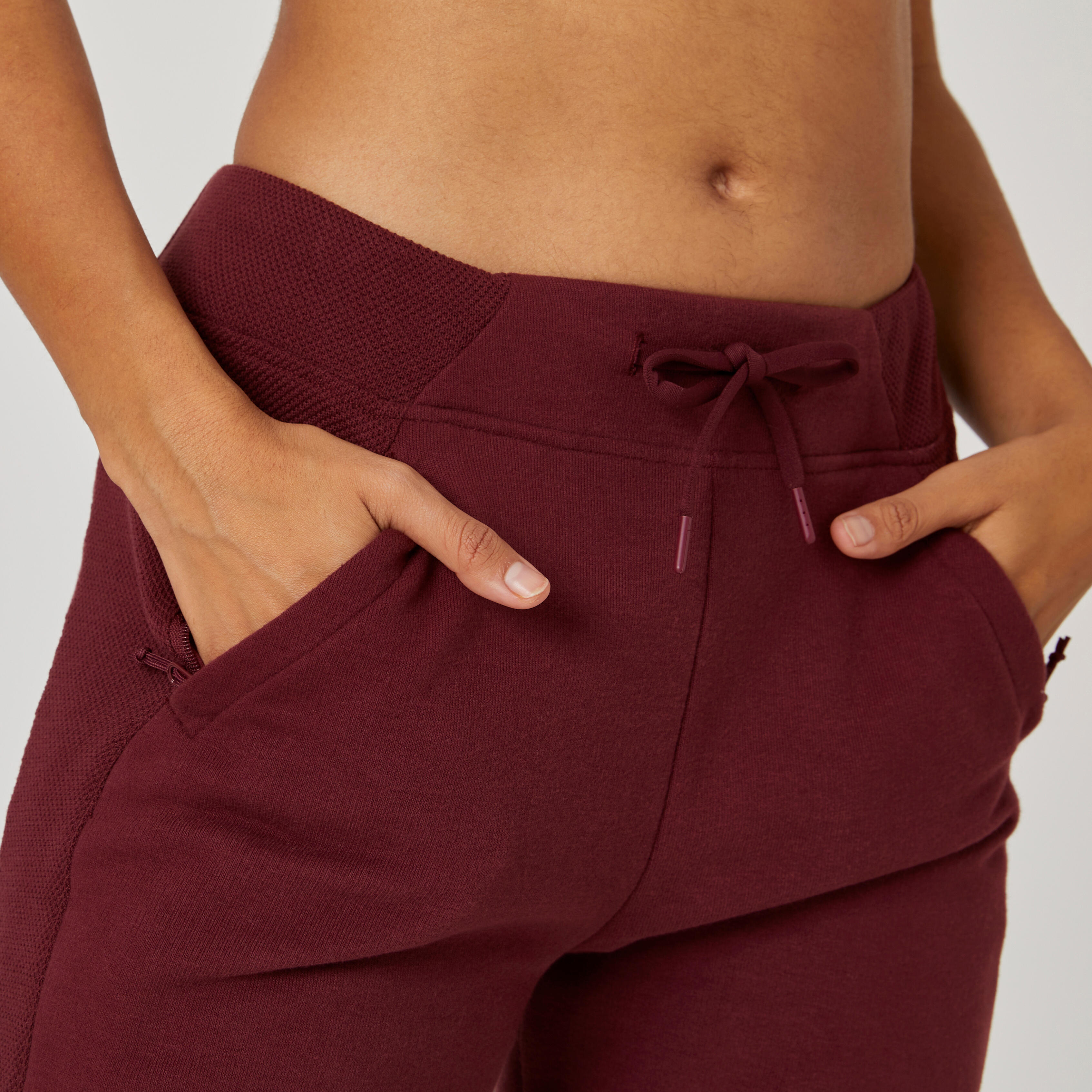 Women's Fitness 7/8 Jogging Bottoms 520 - Burgundy - Decathlon