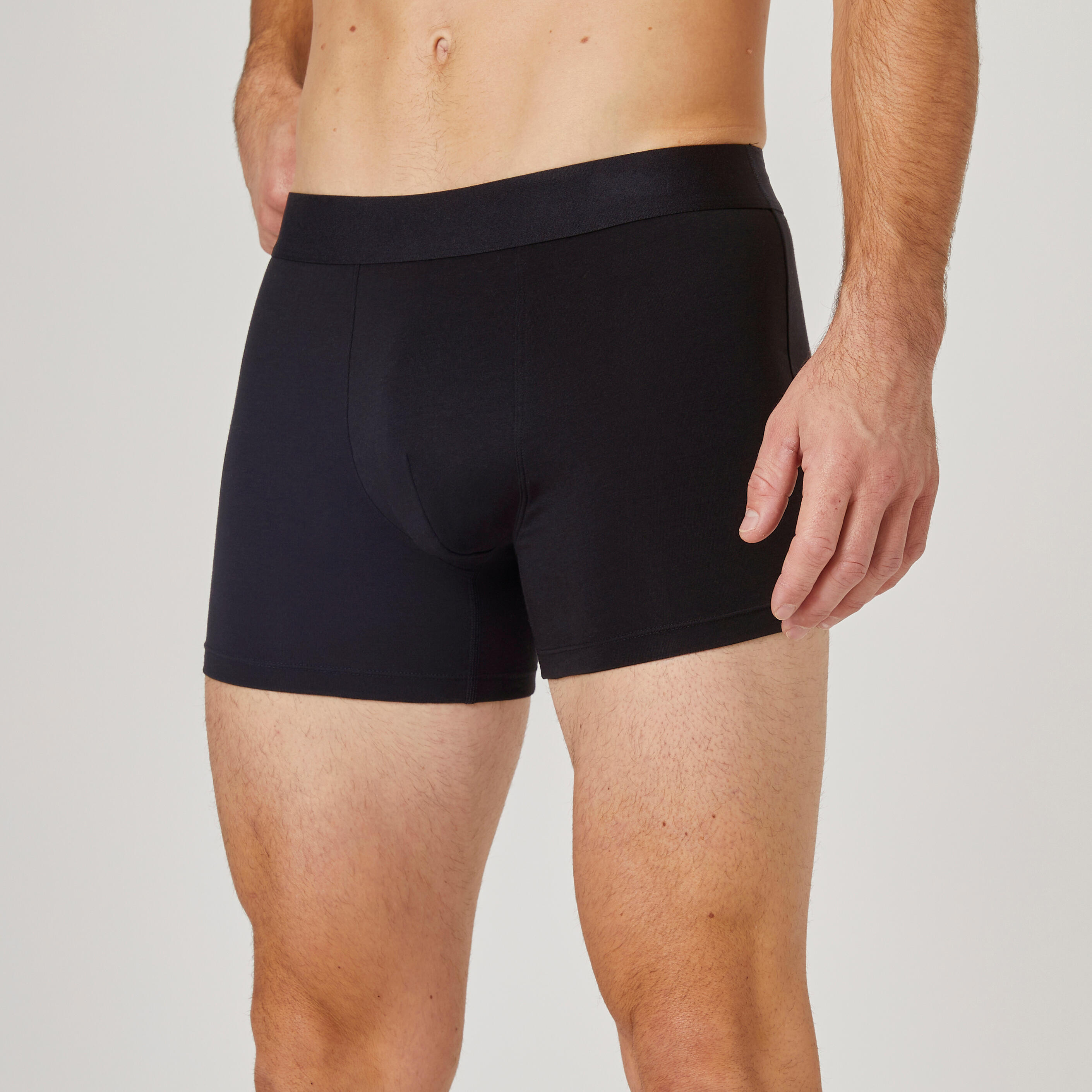 Men's Fitness Boxer Shorts 500 Tri-Pack - Black/Grey/Navy Blue