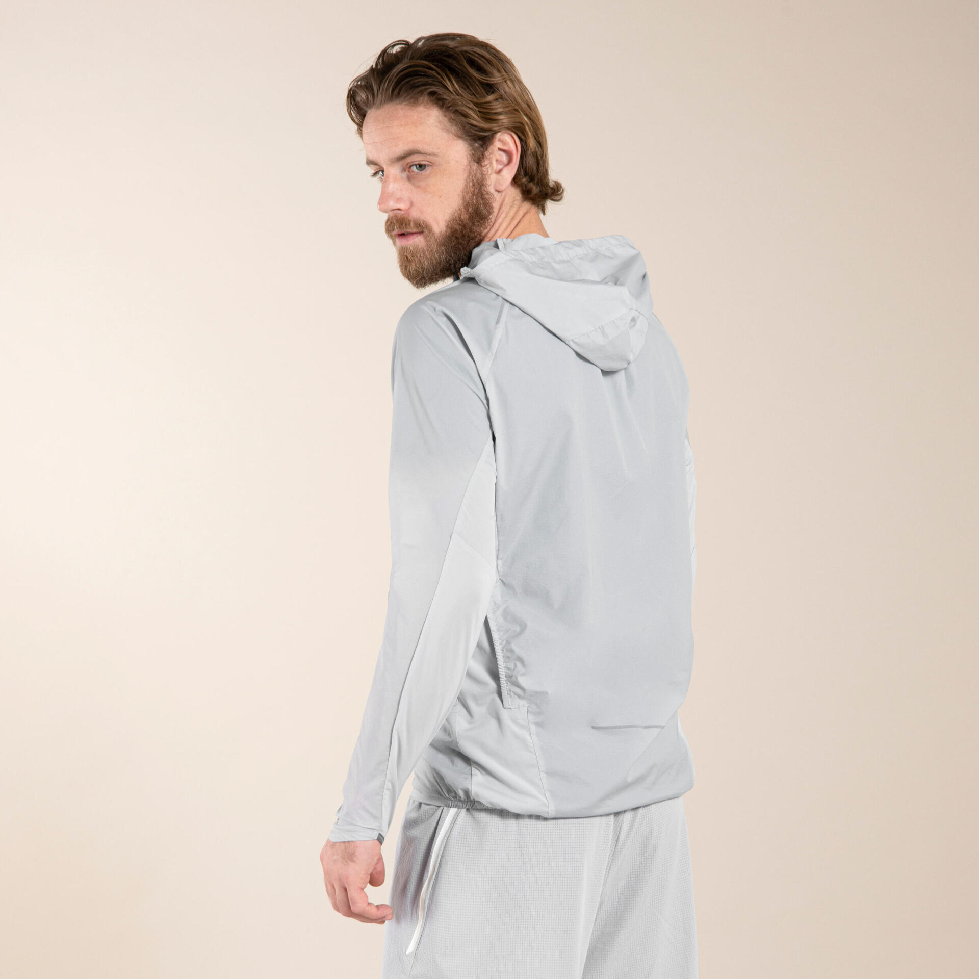 Men's Trail Running Windproof Jacket - Grey