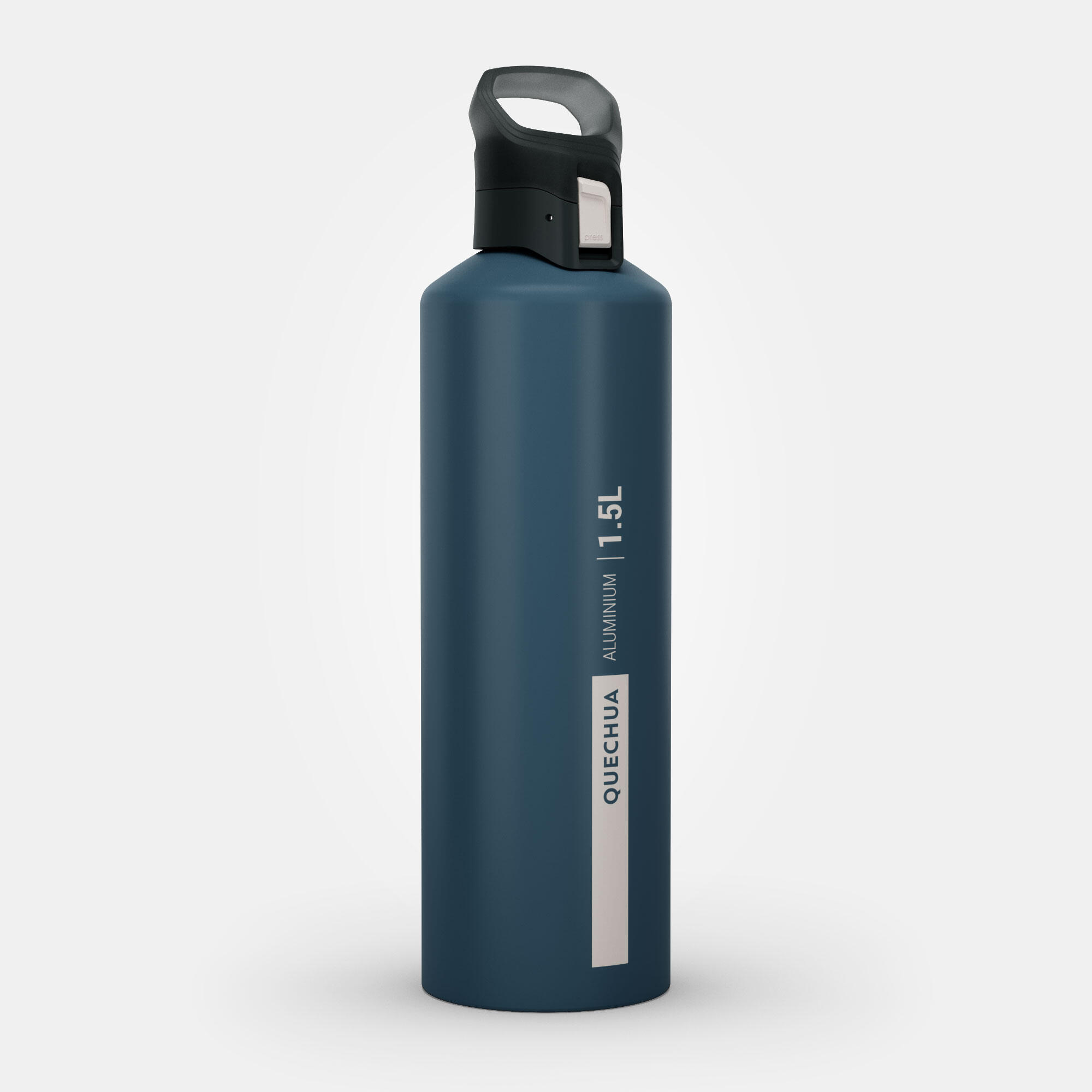 1.5L aluminium flask with quick-open cap for hiking - Blue - Decathlon