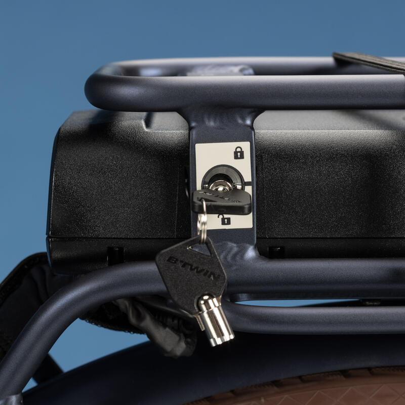 Велосипед міський електричний Elops 900 з високою рамою темно-синій ...