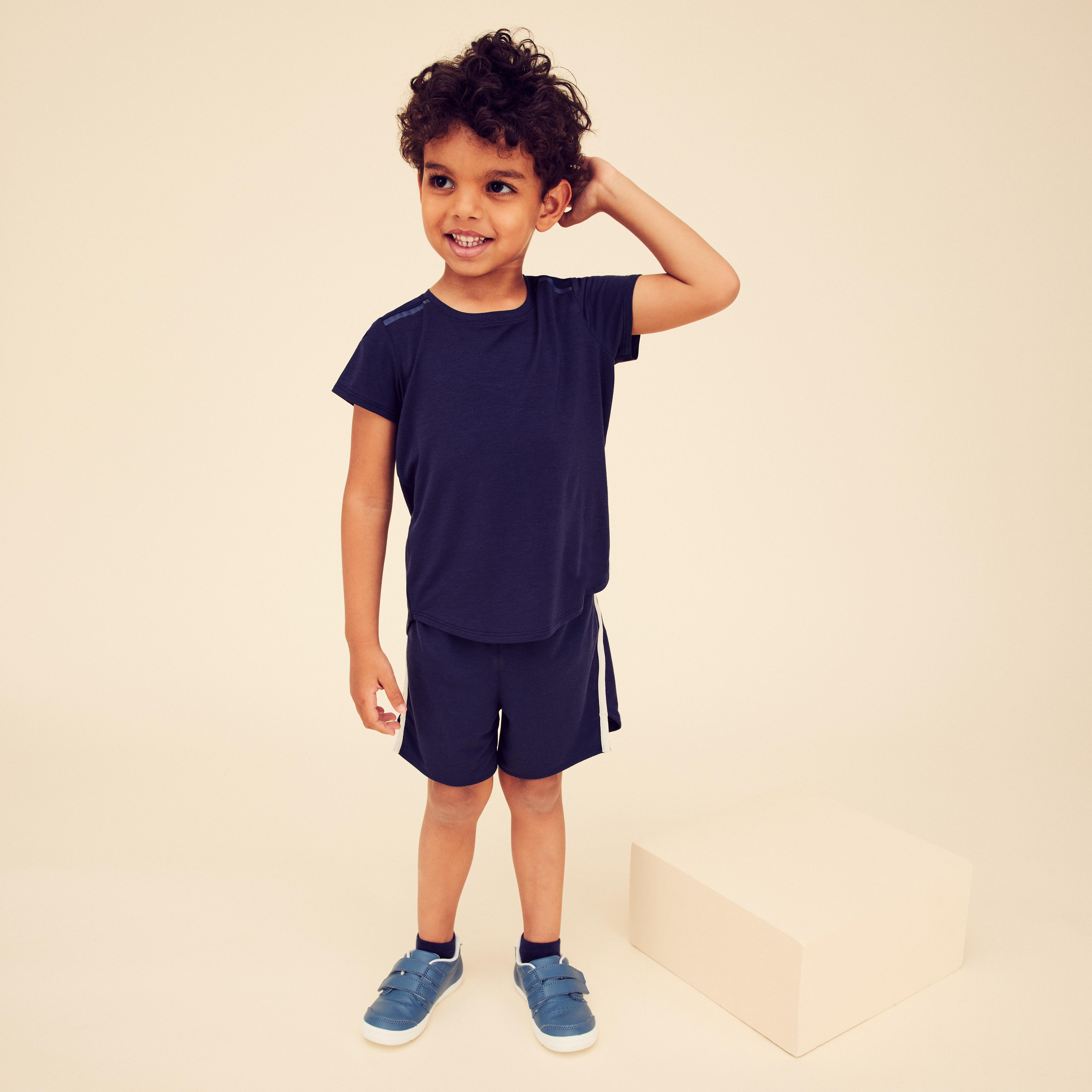 Kids’ Adjustable Shorts - 500 Navy Blue - Steel blue, Eggshell - Domyos ...