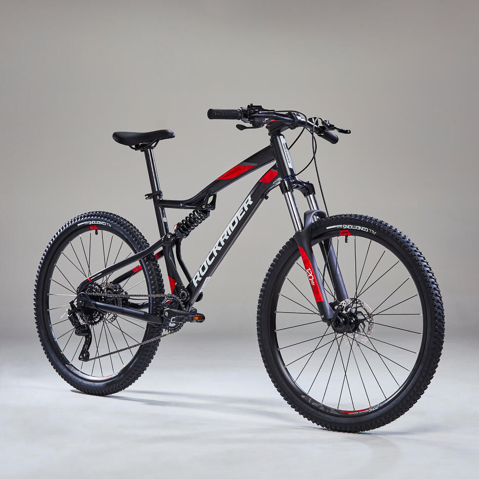 Bicicleta de montaña 27,5" doble suspensión Rockrider ST 530 S negro rojo | Decathlon