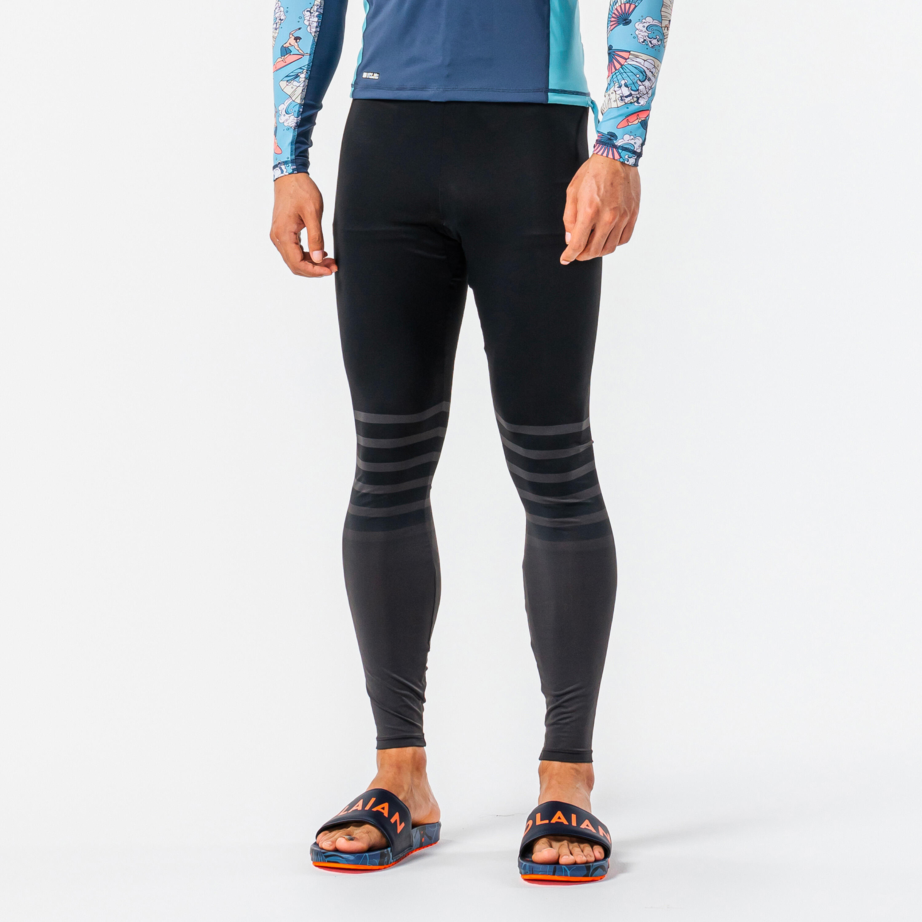 Men’s surfing 100 eco anti-UV leggings - Black