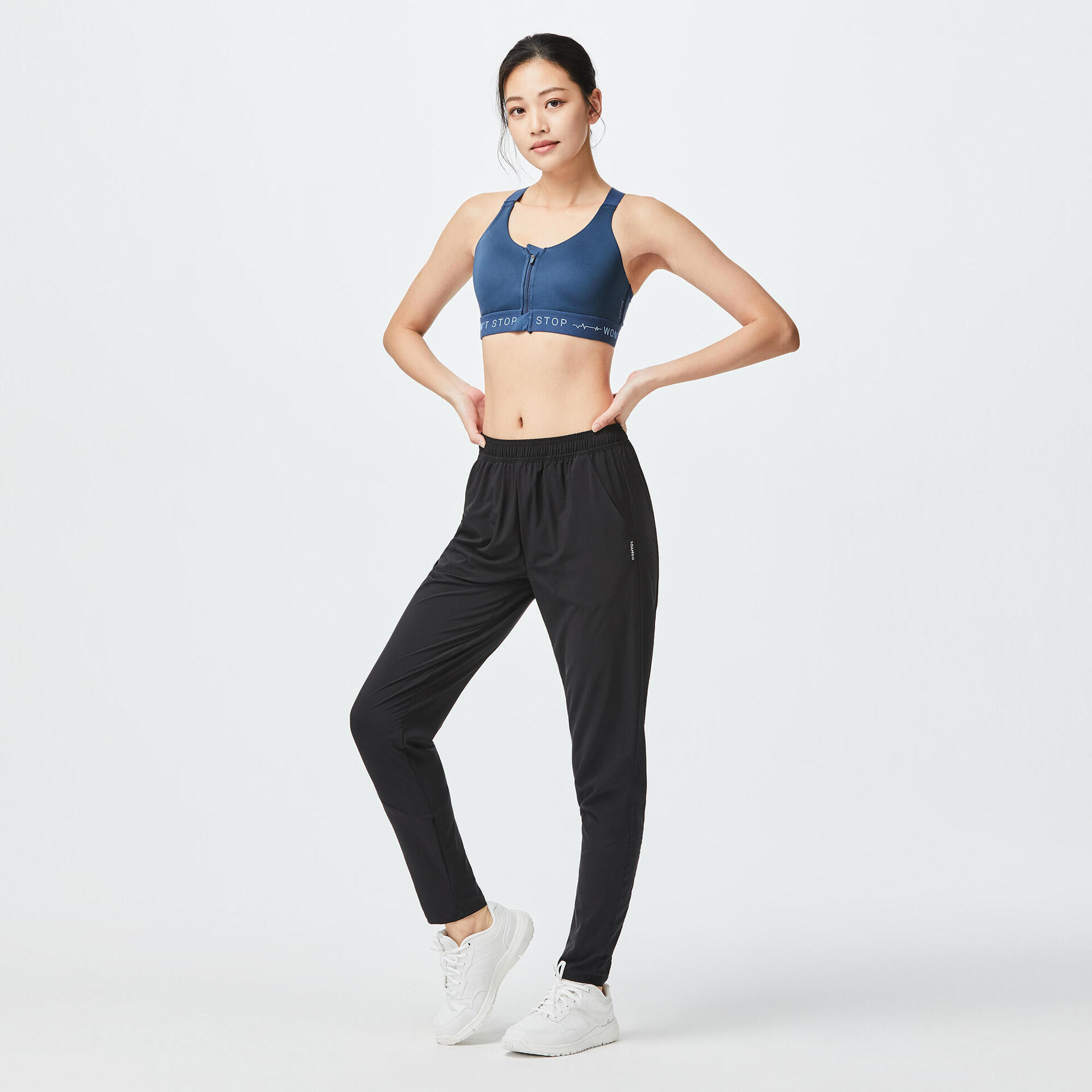 Women's Fitness Cardio Carrot-Cut Jogging Bottoms - Black