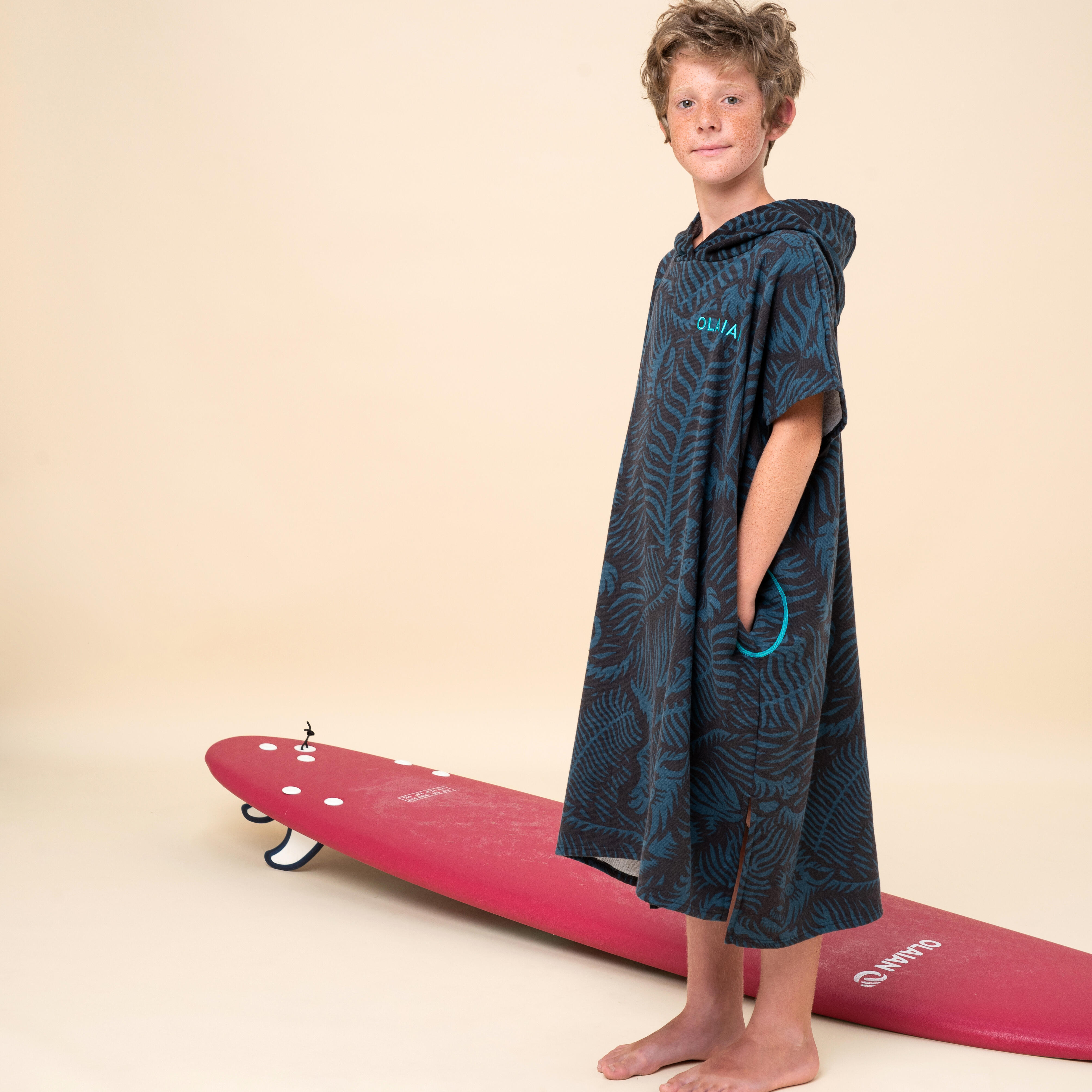 Kids’ Surfing Poncho 135 to 160 cm - 550 Tiger black - Decathlon