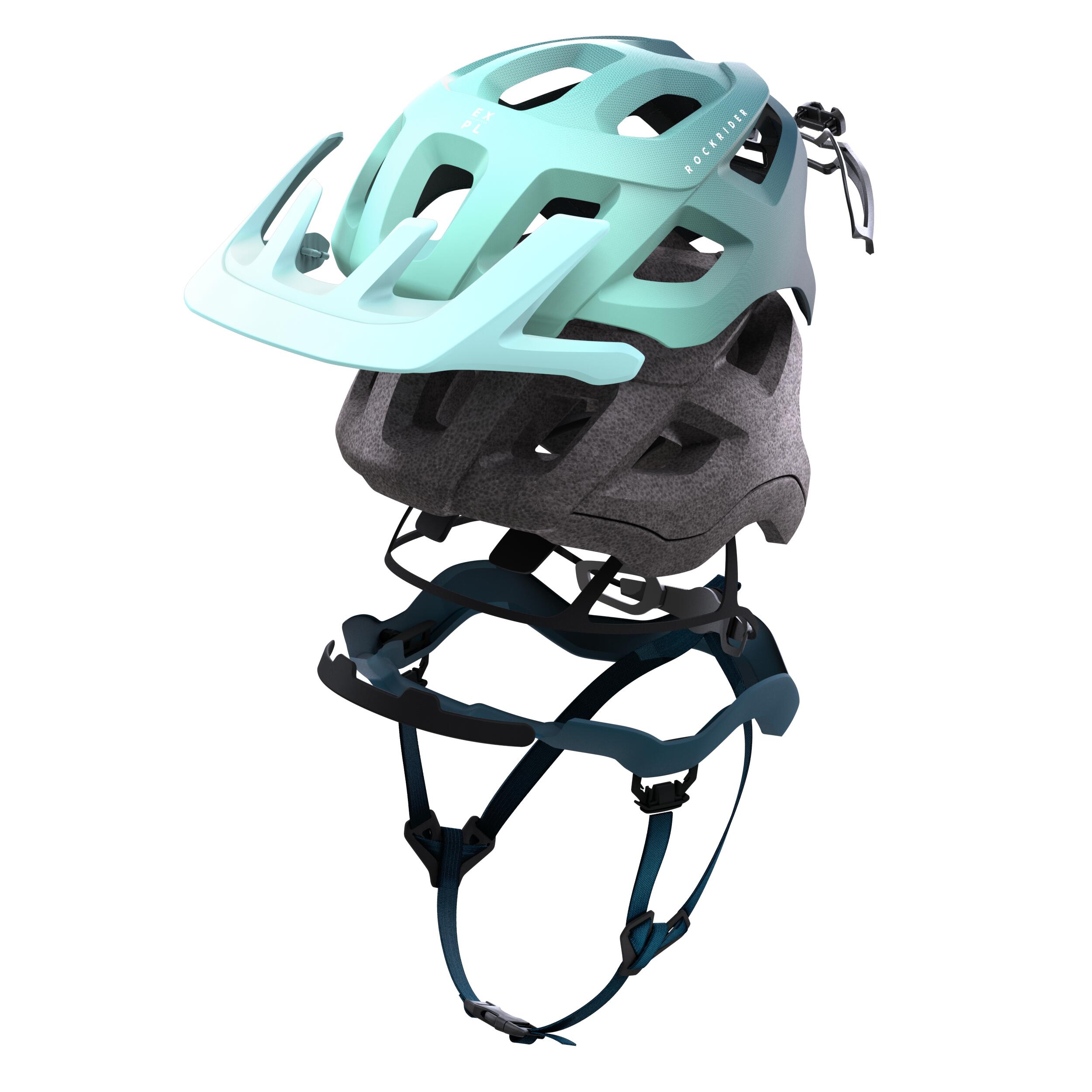 Mountain Bike Helmet - EXPL 500 - Bright blue, Pale mint - Rockrider ...