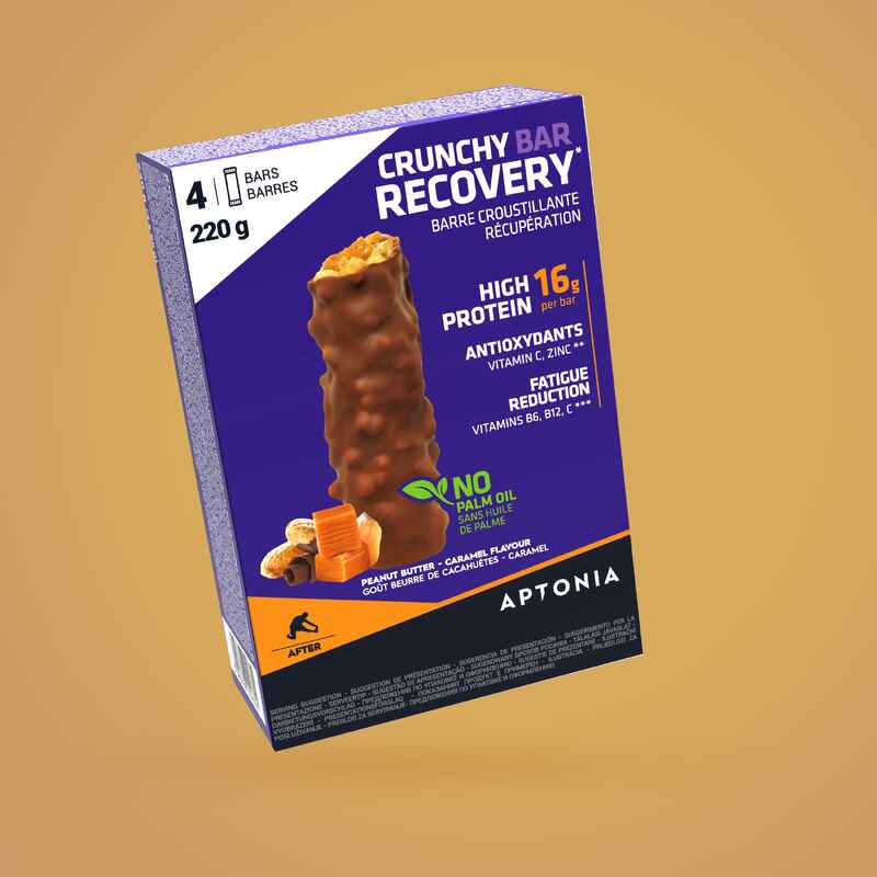 CRUNCHY RECOVERY BAR 55 G X 4 - PEANUTS AND CARAMEL - Decathlon