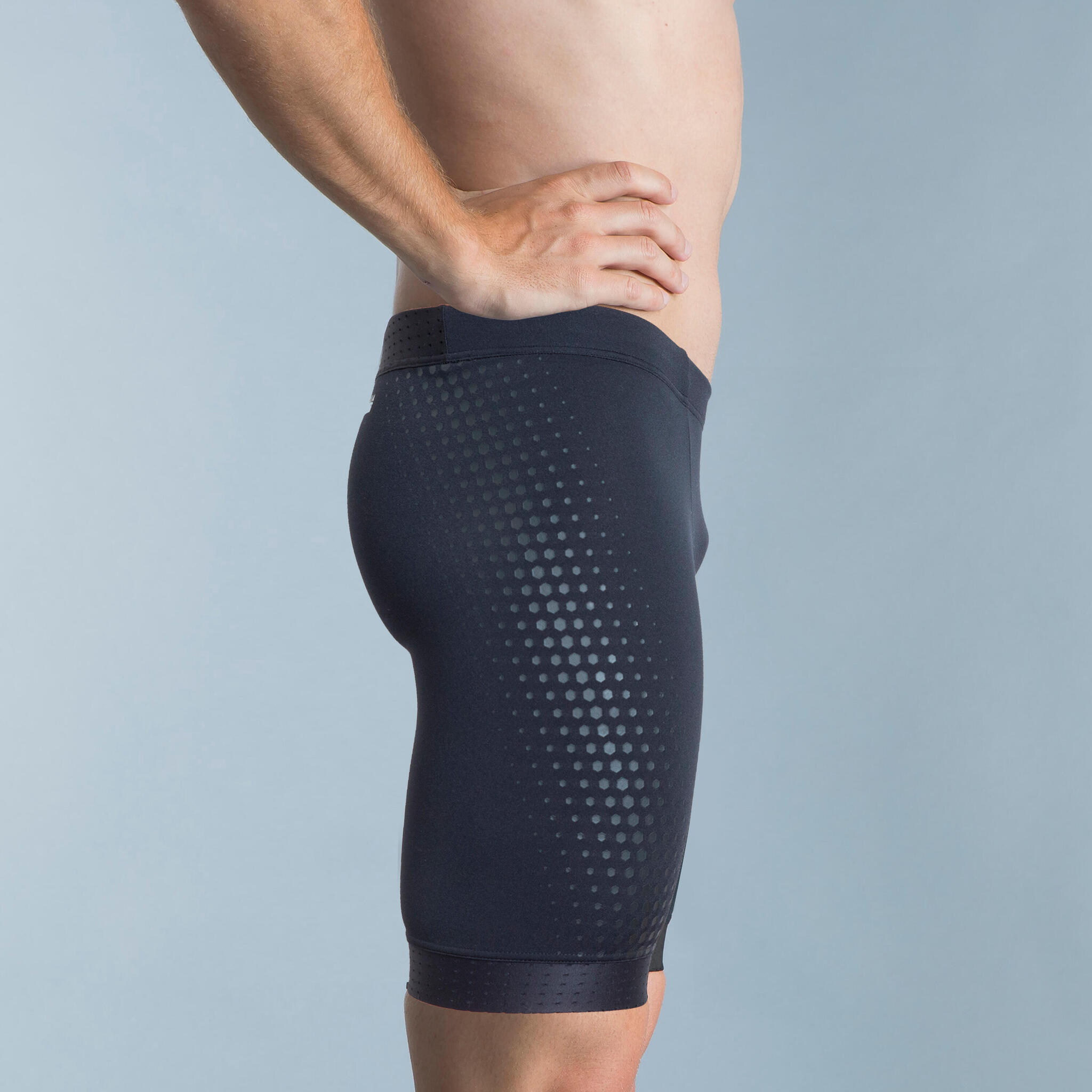 Men Swimming Jammers 500 - Black Hexagon