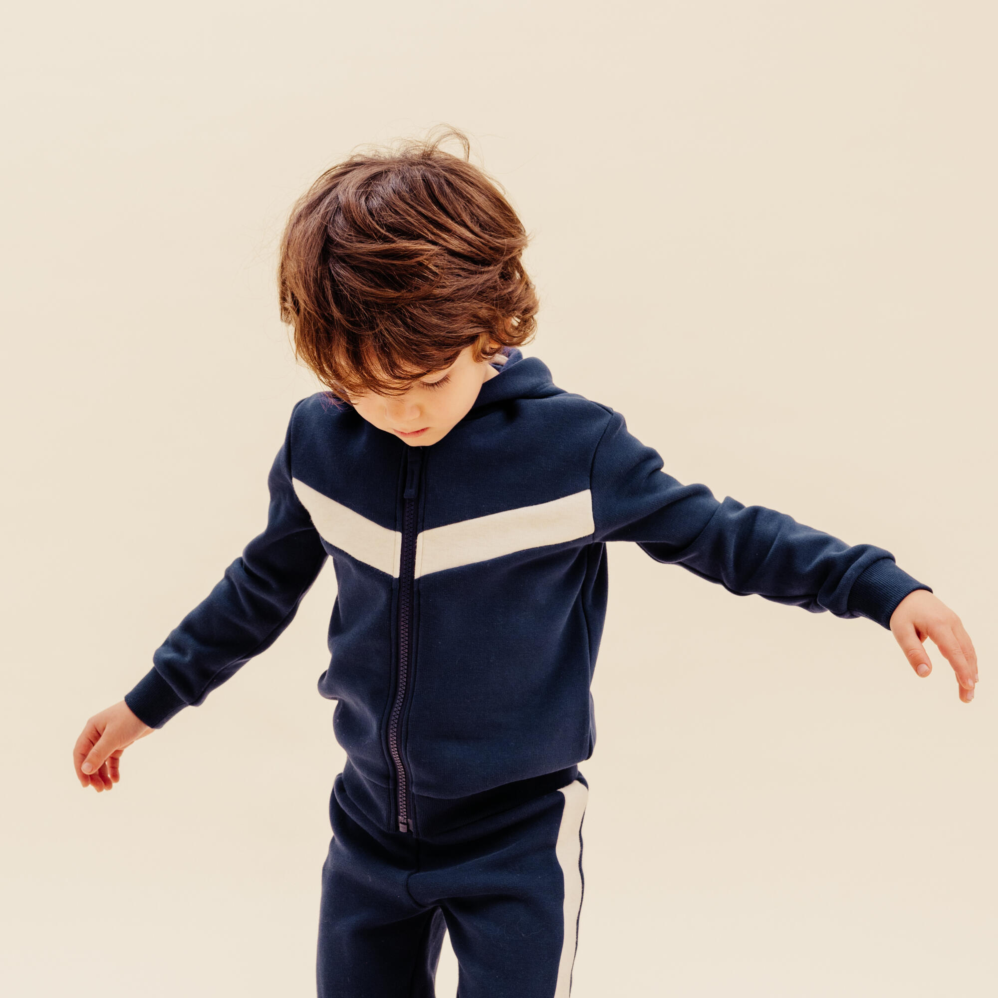 Kids’ Zippered Sweatshirt - Blue - steel blue, Eggshell - Domyos ...