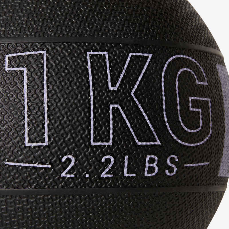 1 kg Rubber Medicine Ball - Black/Grey - Decathlon