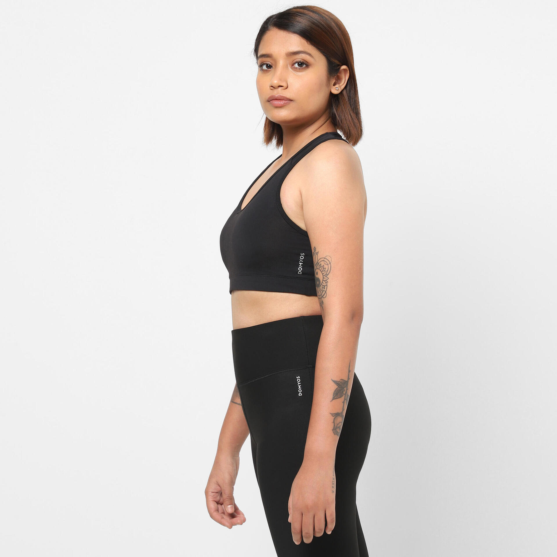 Women's Light Support Racer Back Sports Bra - Black