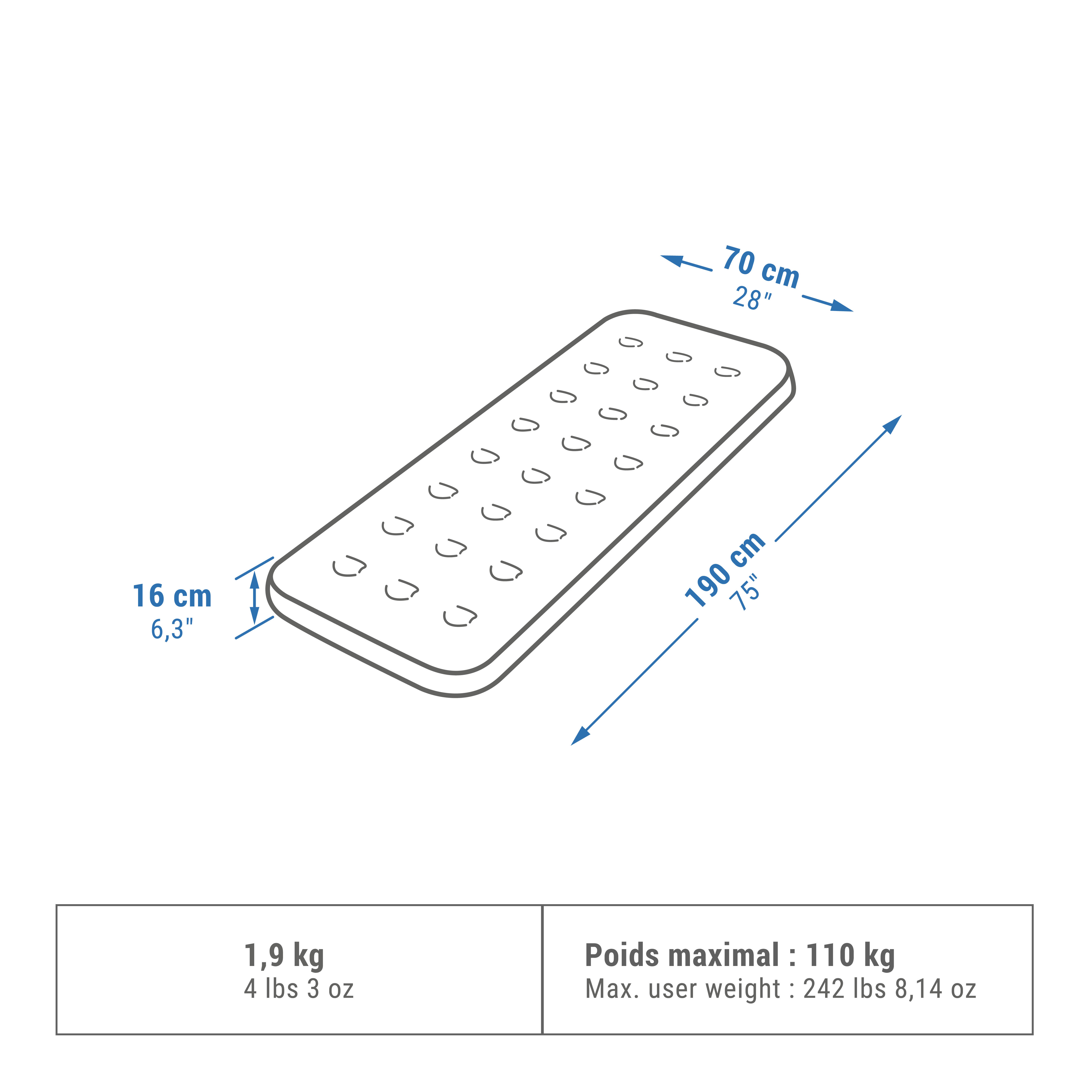 CAMPING AIR BASIC MATTRESS 70CM 1 person