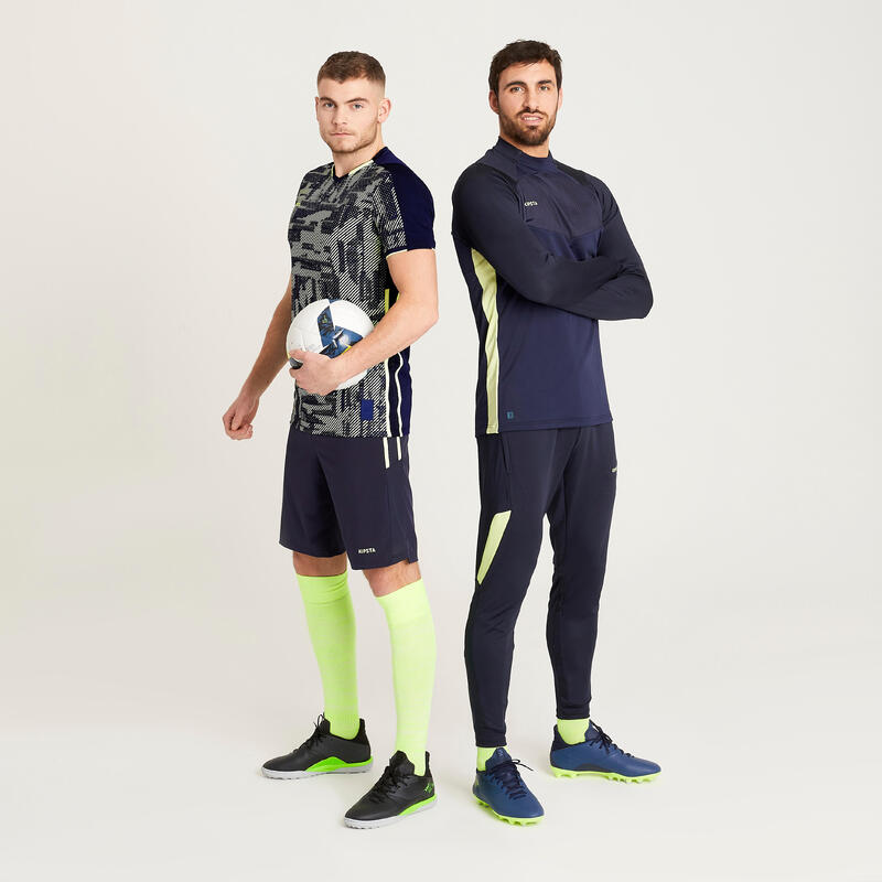 Adult Football Shirt Traxium Graphic - Navy/Yellow KIPSTA - Decathlon