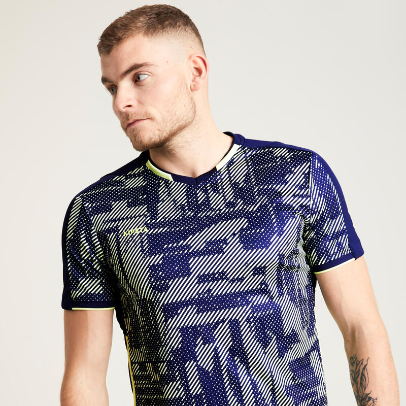 Adult Football Shirt Traxium Graphic - Navy/Yellow KIPSTA - Decathlon