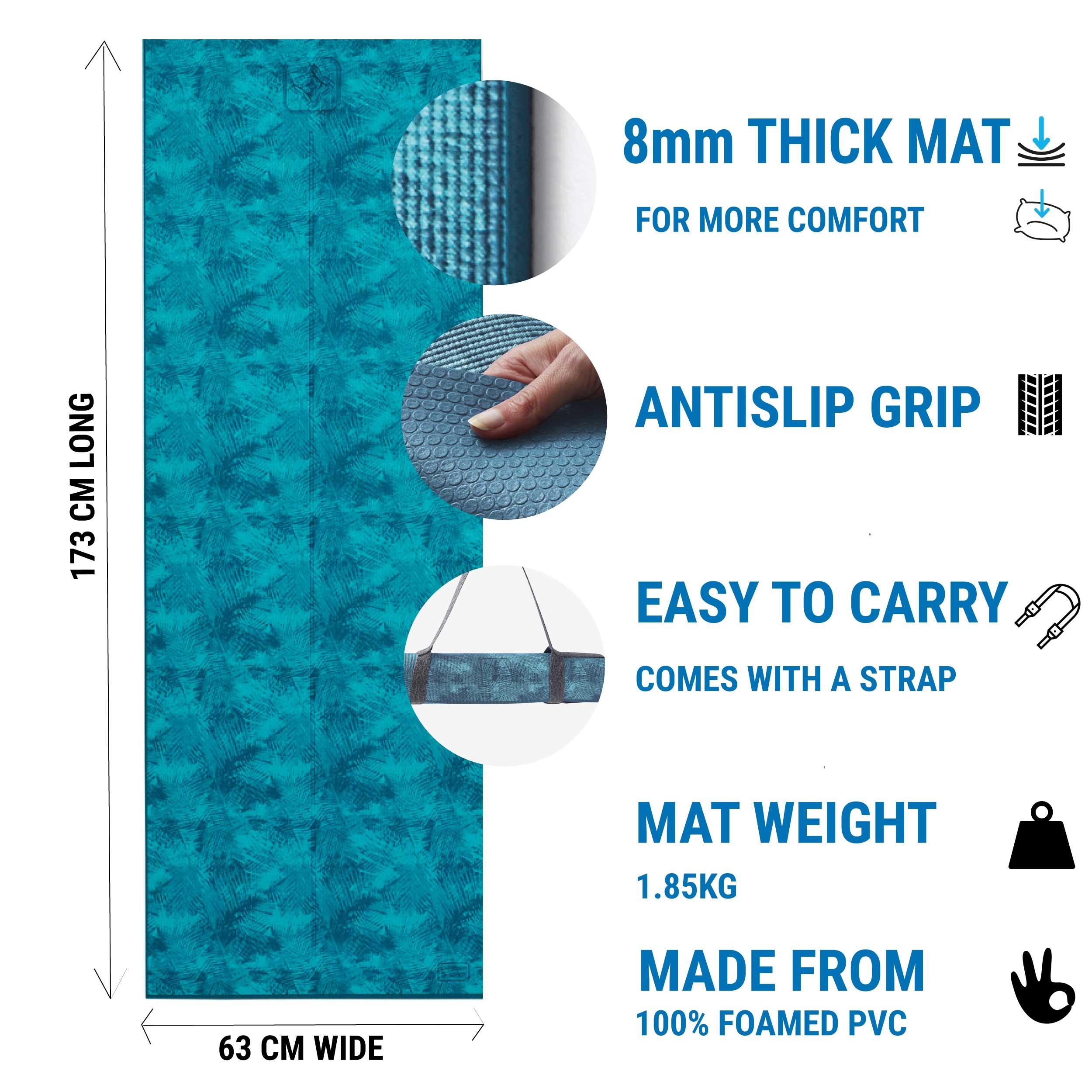 8mm Gentle Yoga Mat - Blue Palm