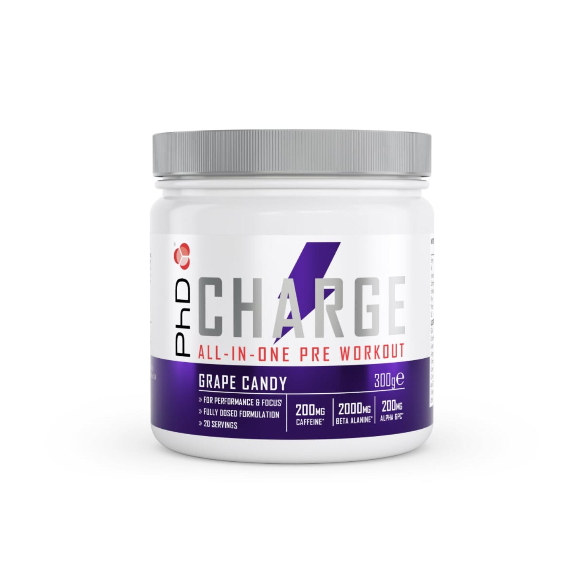 PHD Charge Pre-Workout Powder 300g Grape Candy