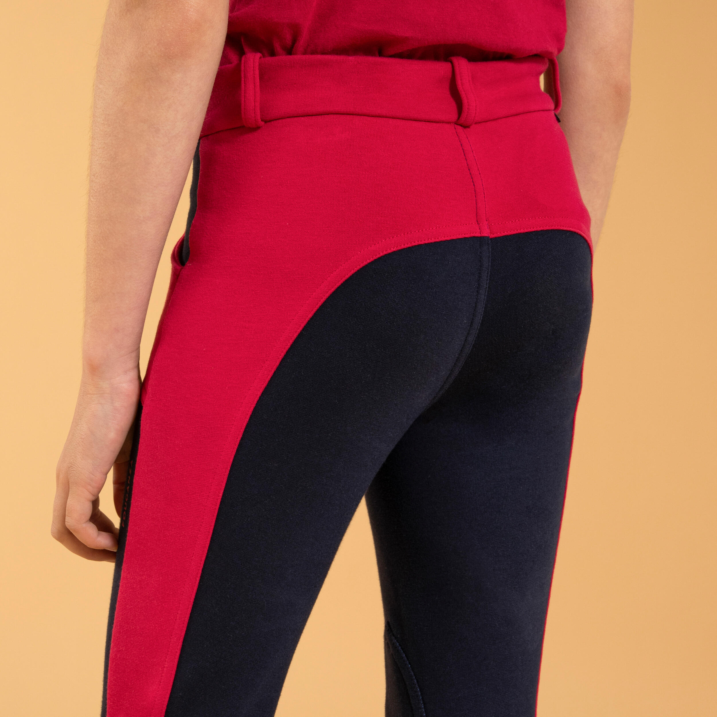 Kids' Horse Riding Jodhpurs 120 - Navy/Cardinal Pink - Decathlon