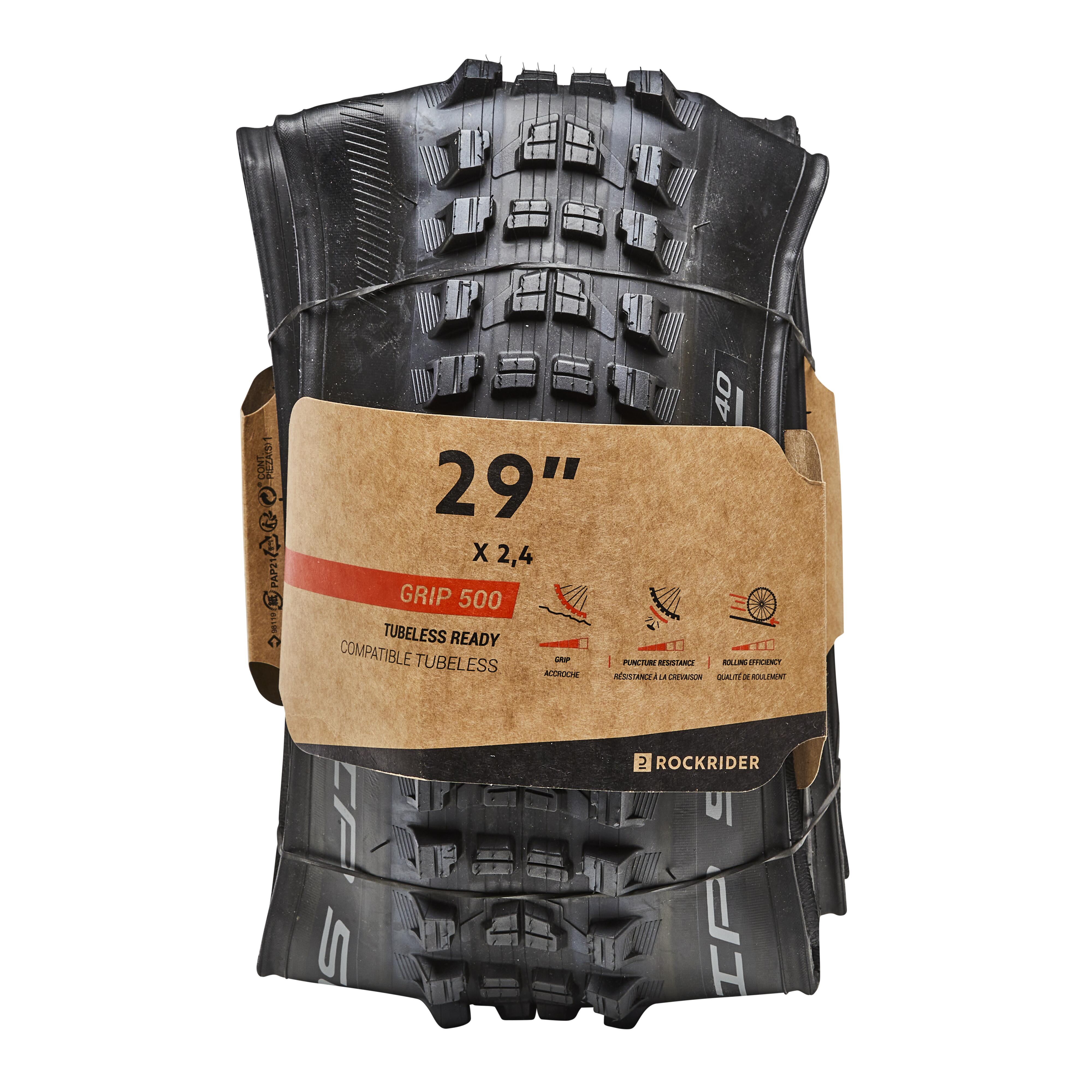 29" x 2.4 Mountain Bike Tire - Grip 500 - Black - Rockrider - Decathlon