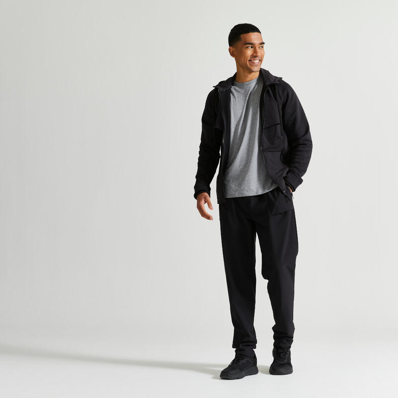 Men's Breathable Zipped Performance Fitness Jacket - Black DOMYOS ...